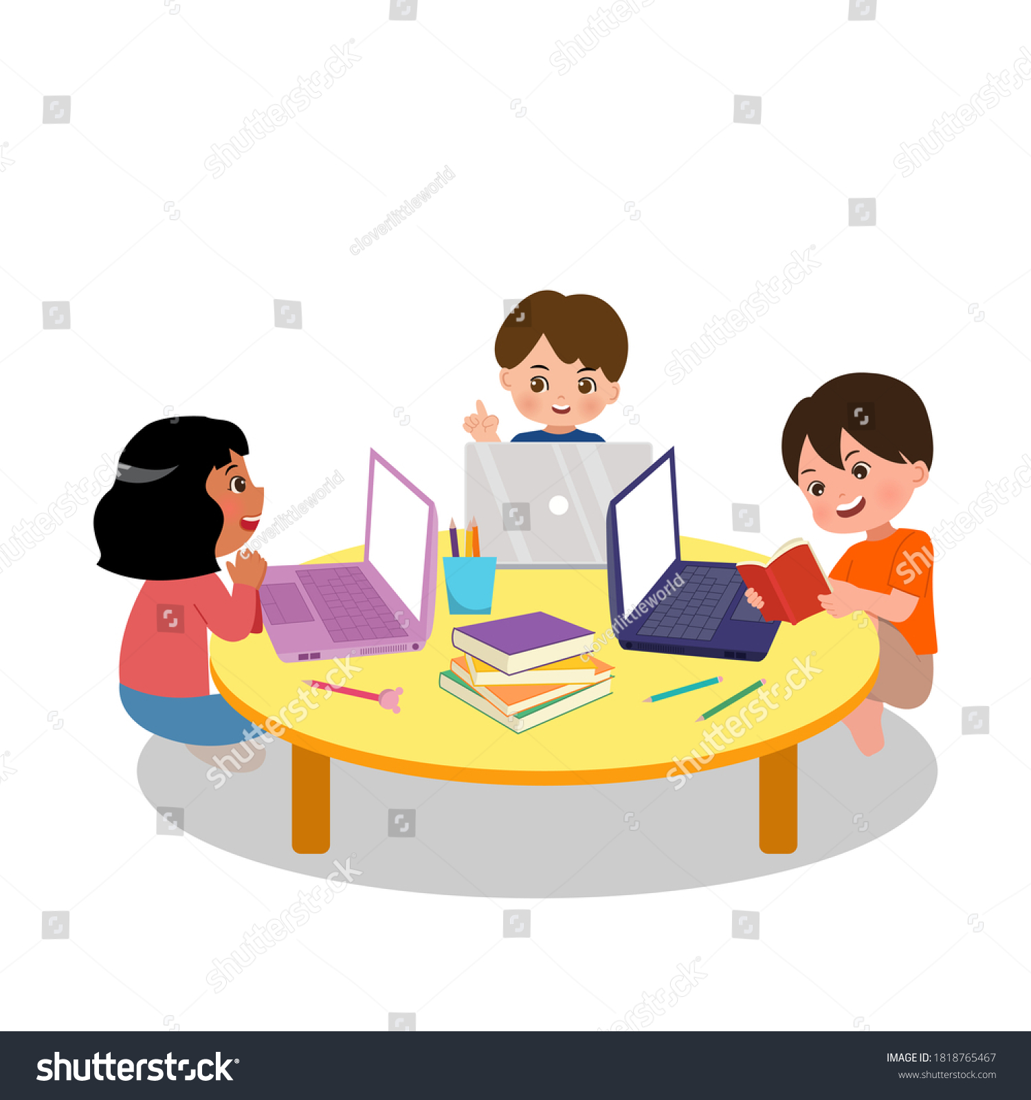 School Study Group Activity Elementary Children Stock Vector (Royalty ... School Study Group Activity Elementary Children Stock Vector (Royalty ...