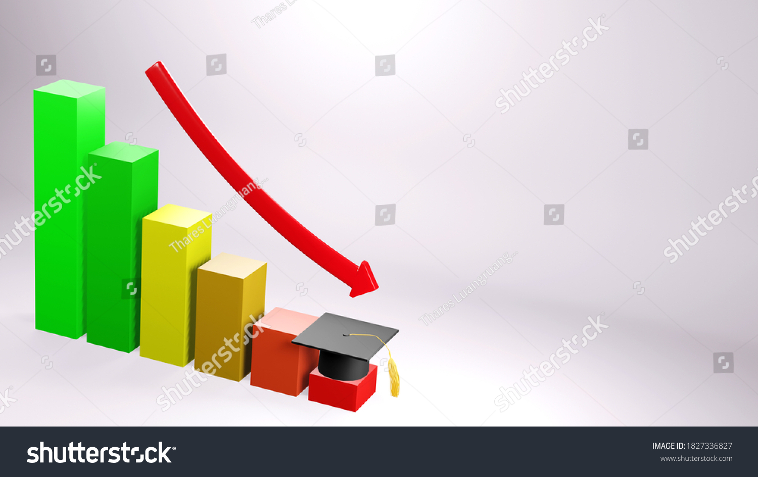 3d Rendering Graduation Cap Bar Graph Stock Illustration 1827336827 | Shutterstock