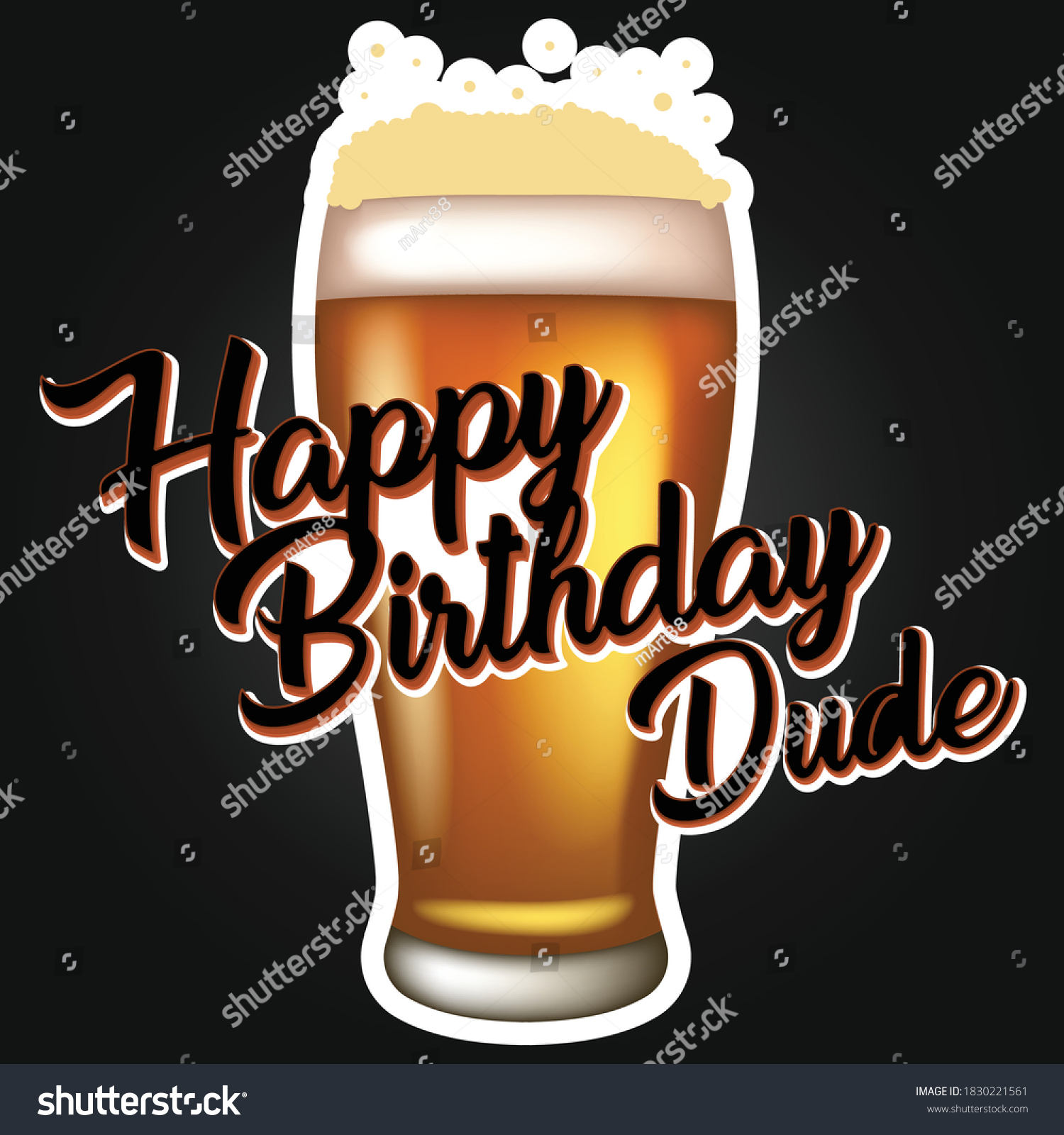 Happy Birthday Dude Wishes Wording Beer Stock Vector Royalty Free 1830221561 Shutterstock