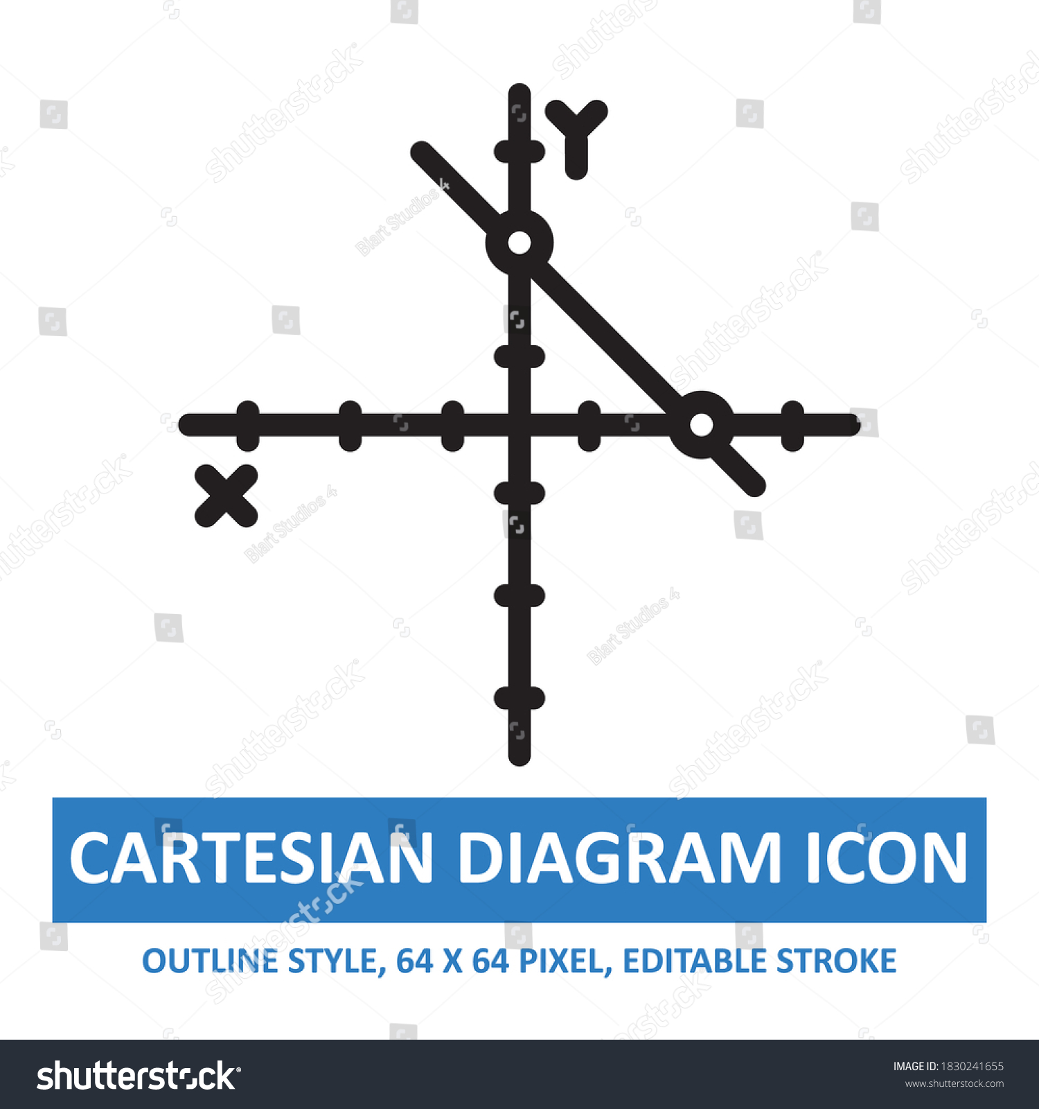 Certesian Diagram Icon Outline Style On เวกเตอร์สต็อก ปลอดค่า