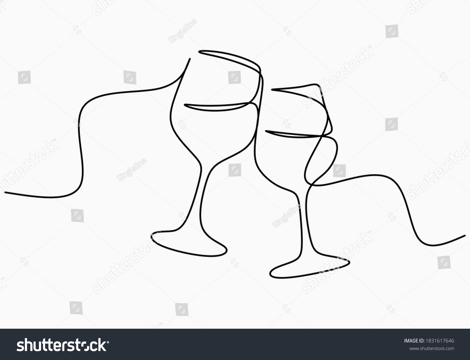 Continuous One Line Drawing Cheers Two Stock Vector Royalty Free