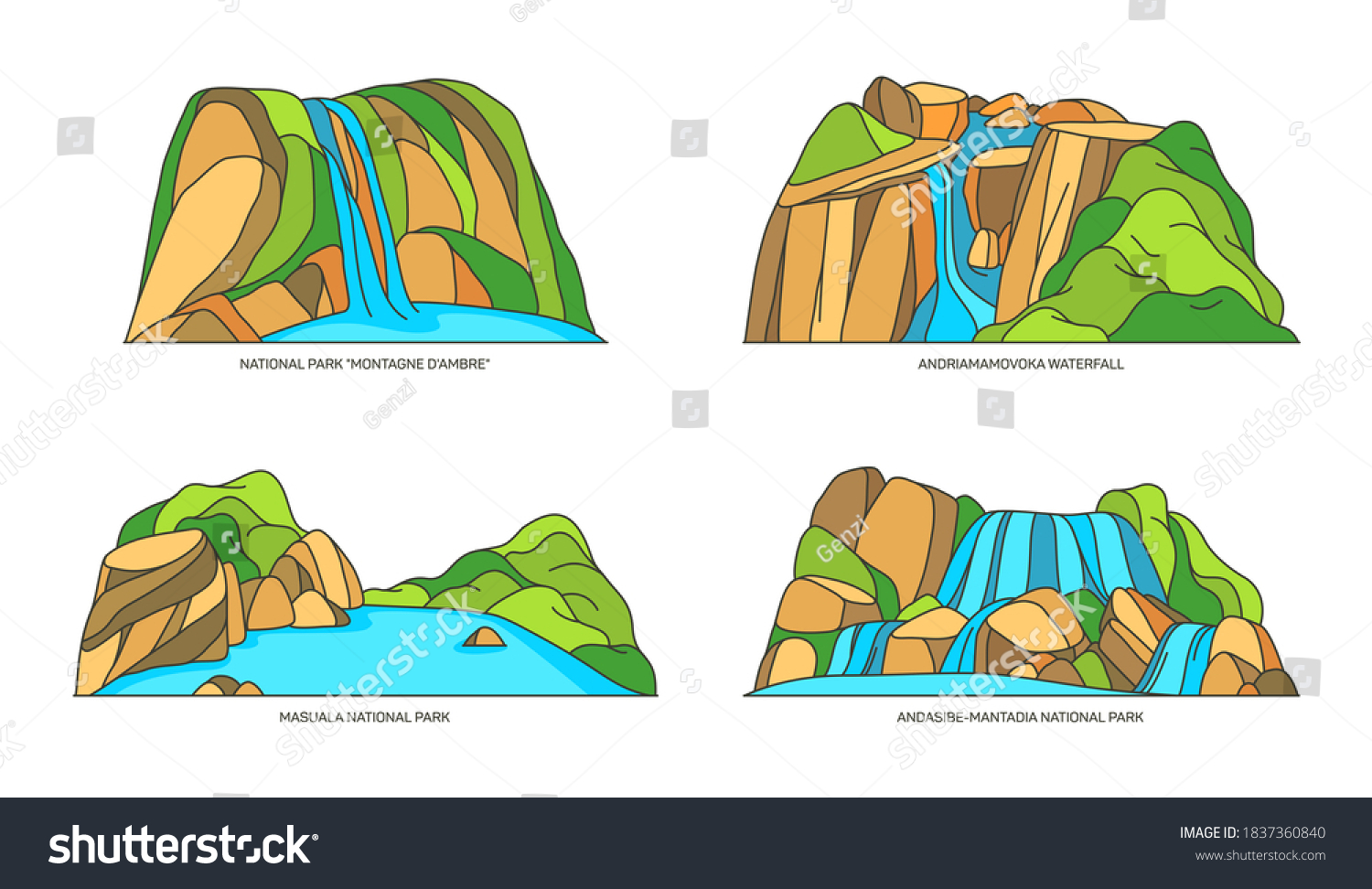 Madagascar Landscapes African Vector Icon Set Stock Vector (Royalty ... Madagascar Landscapes African Vector Icon Set Stock Vector (Royalty ...