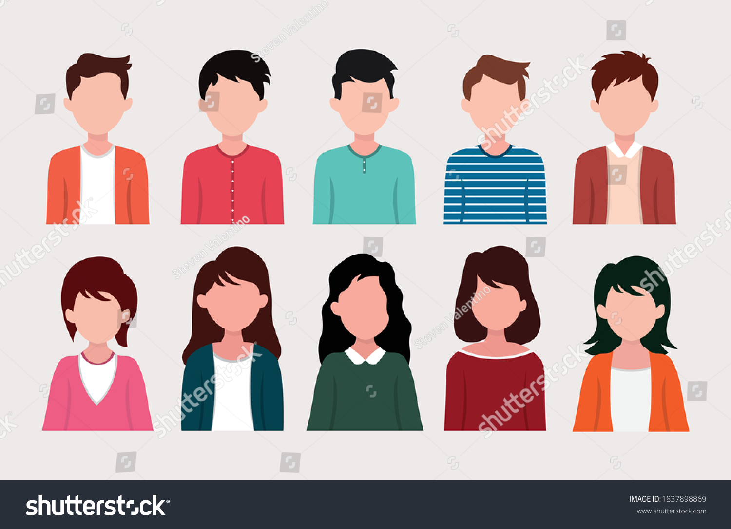 Collection Man Woman Flat Vector Illustration Stock Vector Royalty Free 1837898869 Shutterstock
