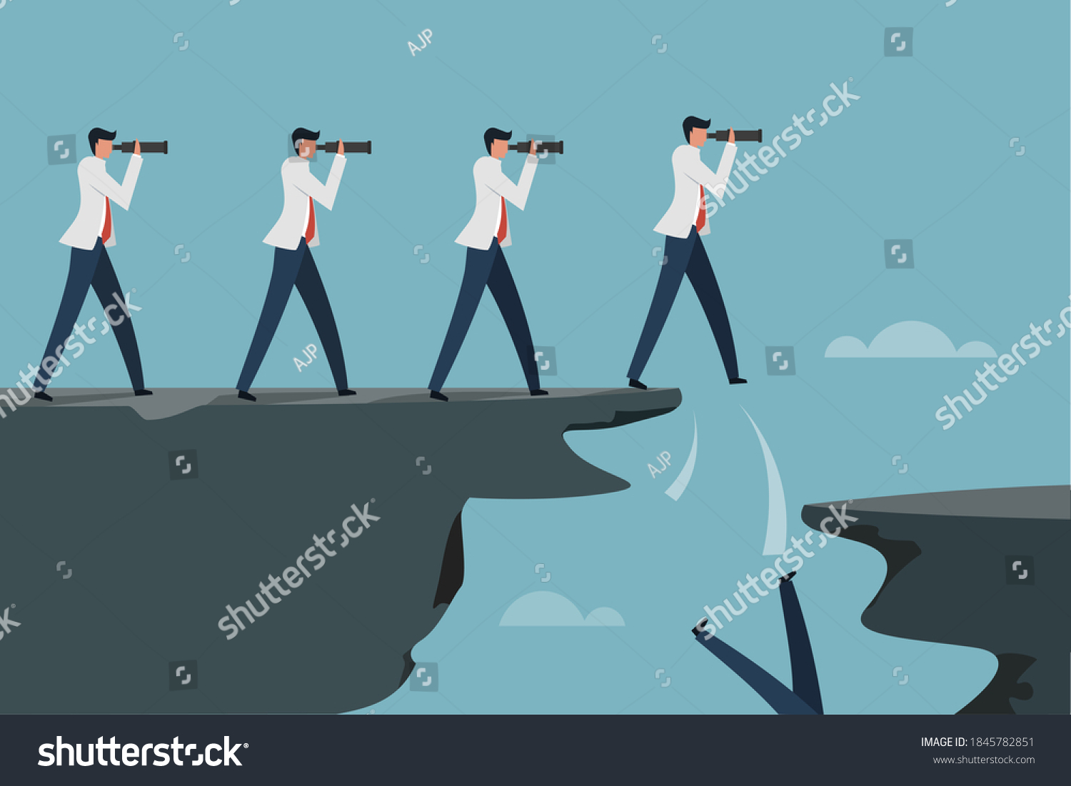 Time Lapse Illustration Businessman Falling Cliff Stock Vector (Royalty ...