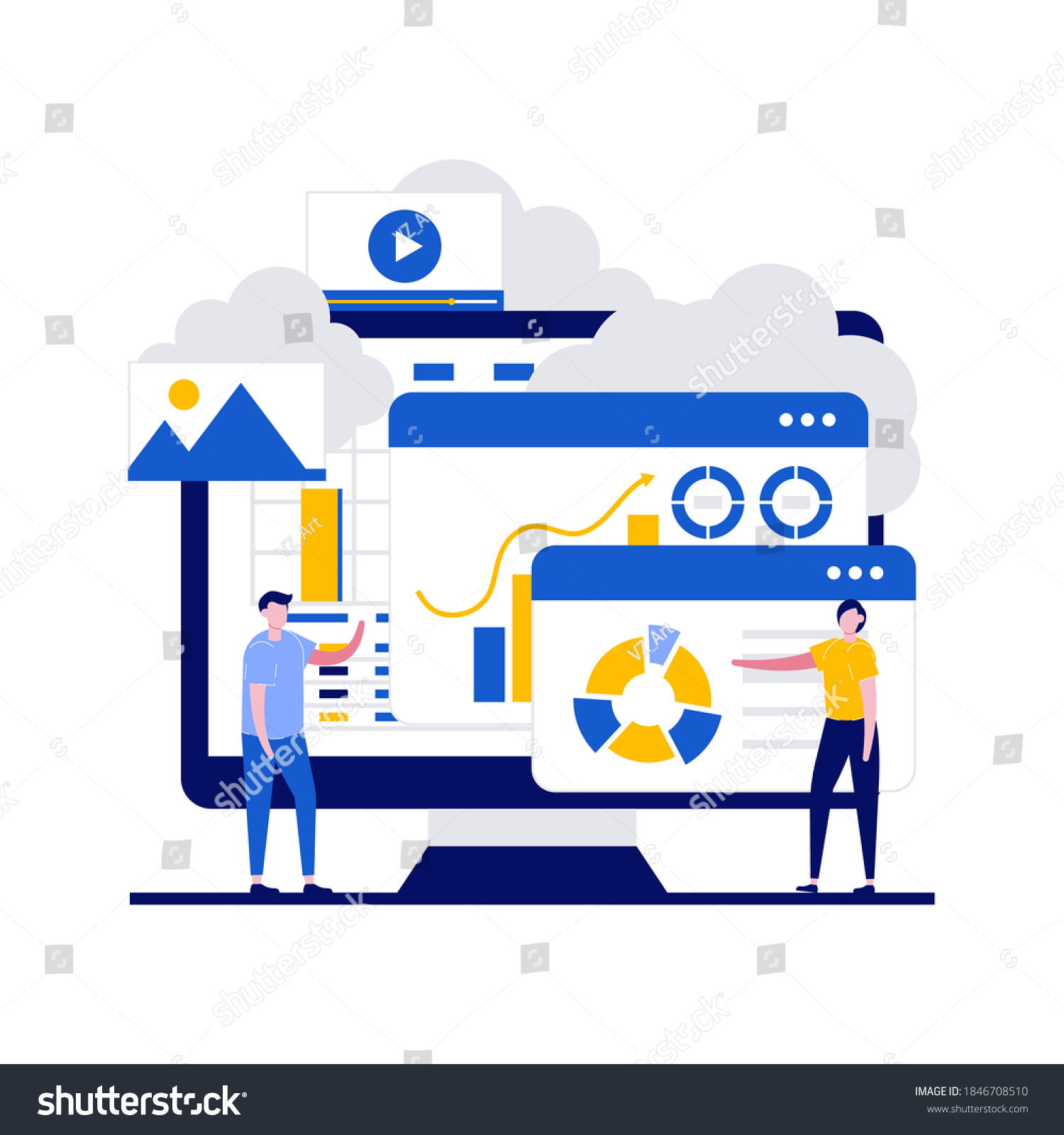 Cloud Computing Technology Concept Character Data Stock Vector (Royalty ...