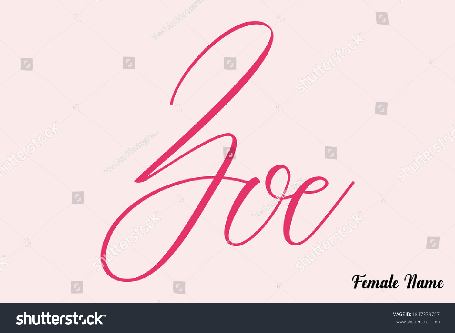 Zoefemale Name Calligraphy Cursive Dork Pink Stock Vector Royalty Free 1847373757 Shutterstock