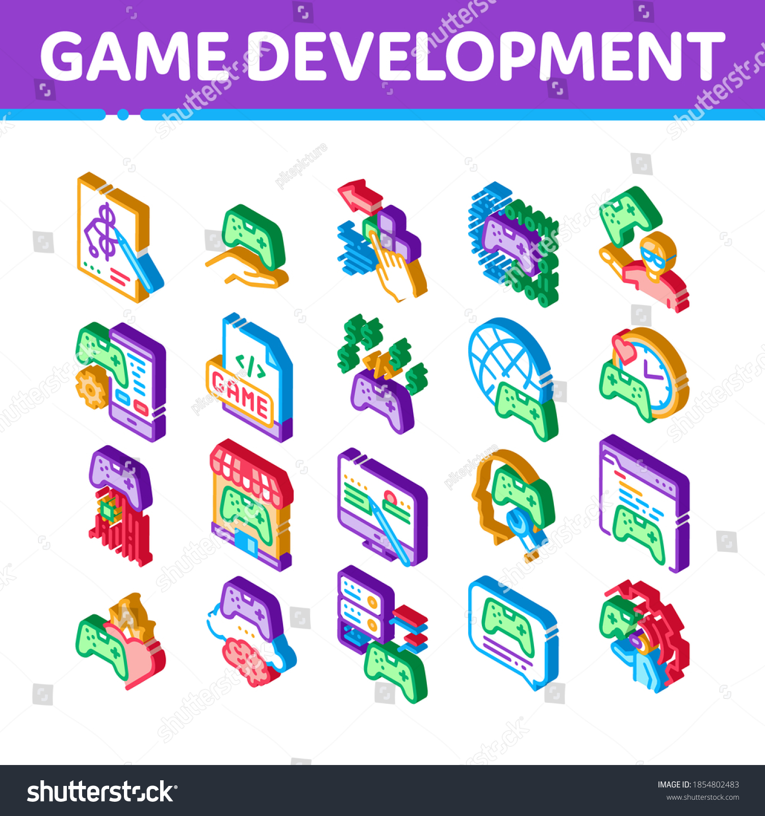 Video Game Development Icons Set Vector Stock Vector (Royalty Free ...