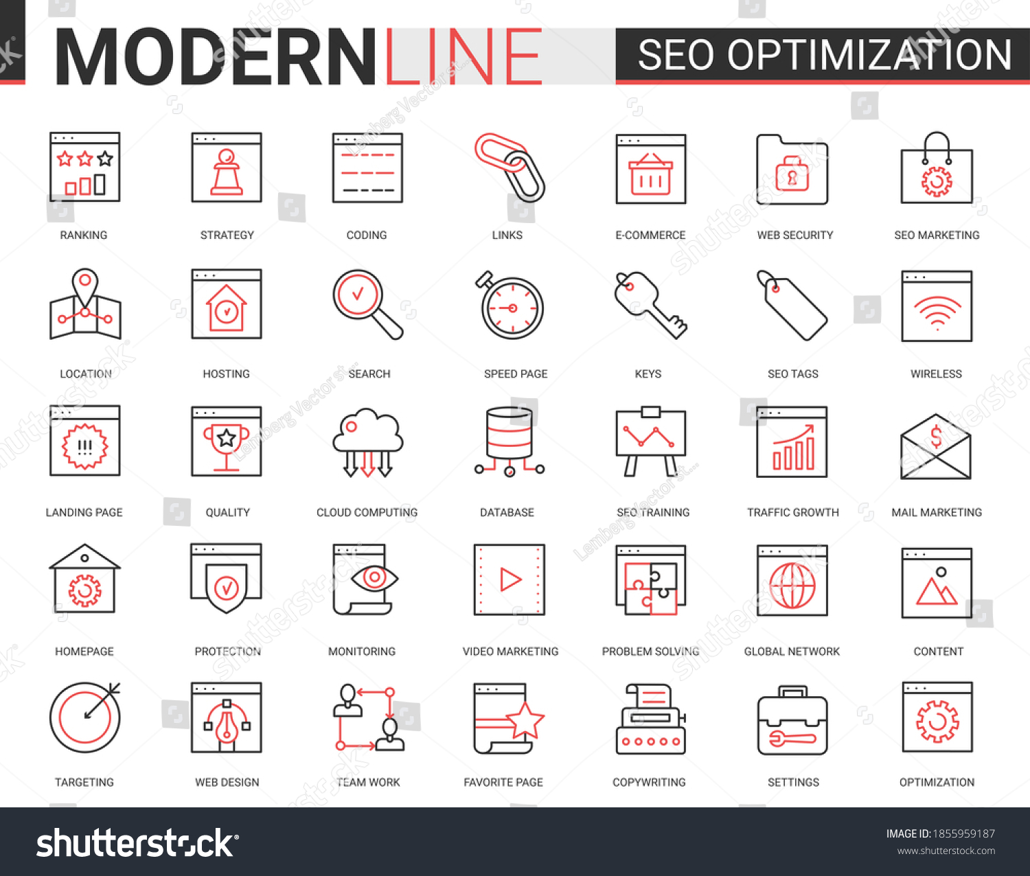 Seo Optimization Technology Vector Illustration Set Stock Vector ... Seo Optimization Technology Vector Illustration Set Stock Vector ...