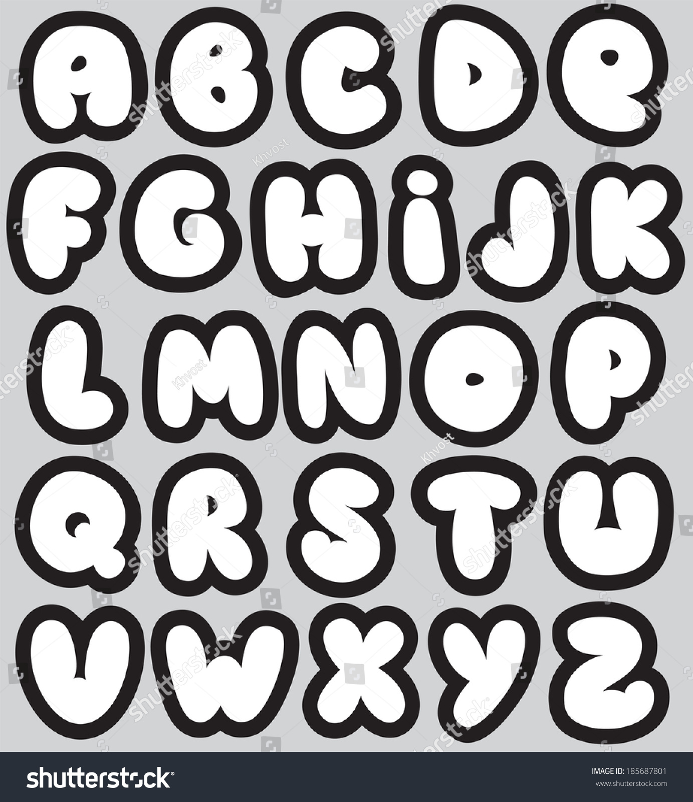 Graffiti Font Alphabet Different Letters Vector เวกเตอร์สต็อก ปลอดค่า