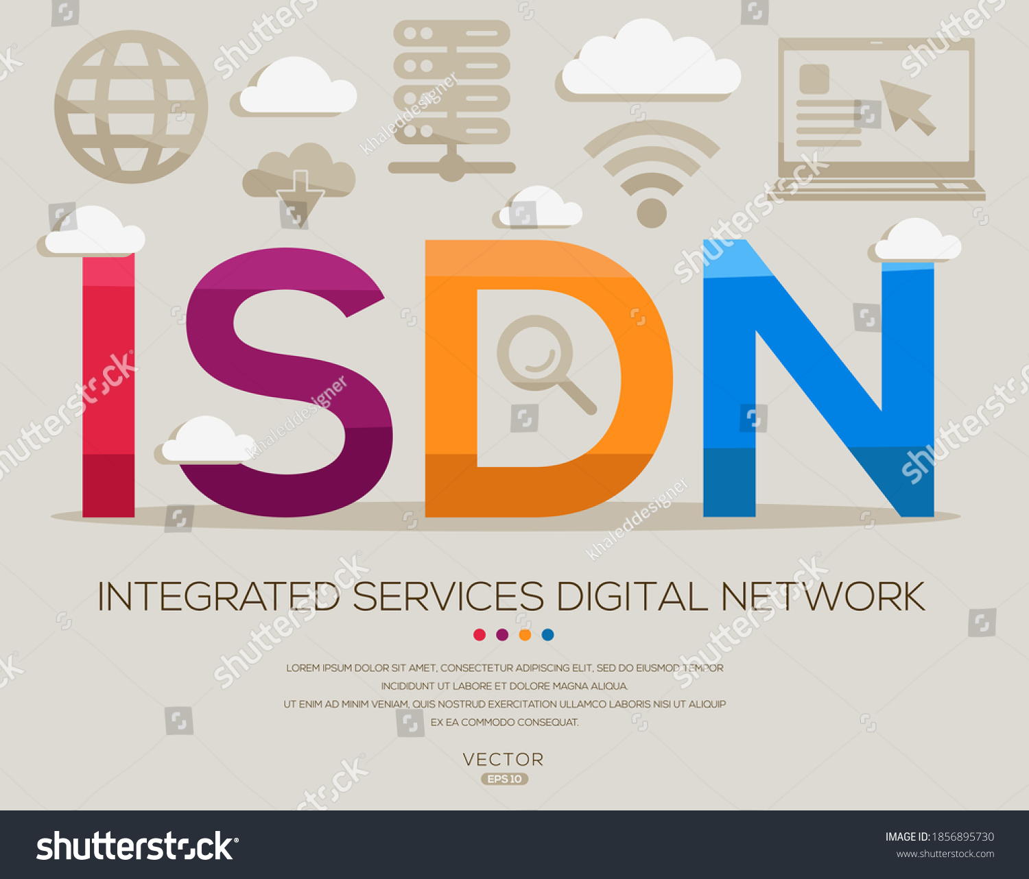 Isdn Mean Integrated Services Digital Network Stock Vector (Royalty ...