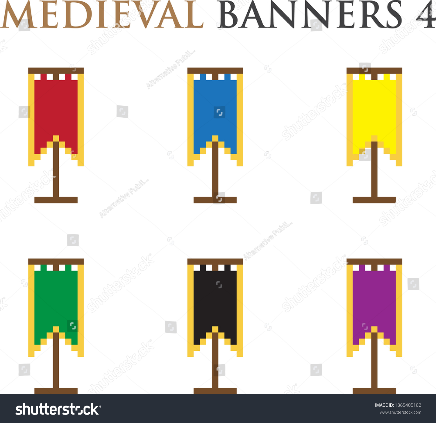 Set Different Color Medieval Banners Flags Stock Vector (Royalty Free ...