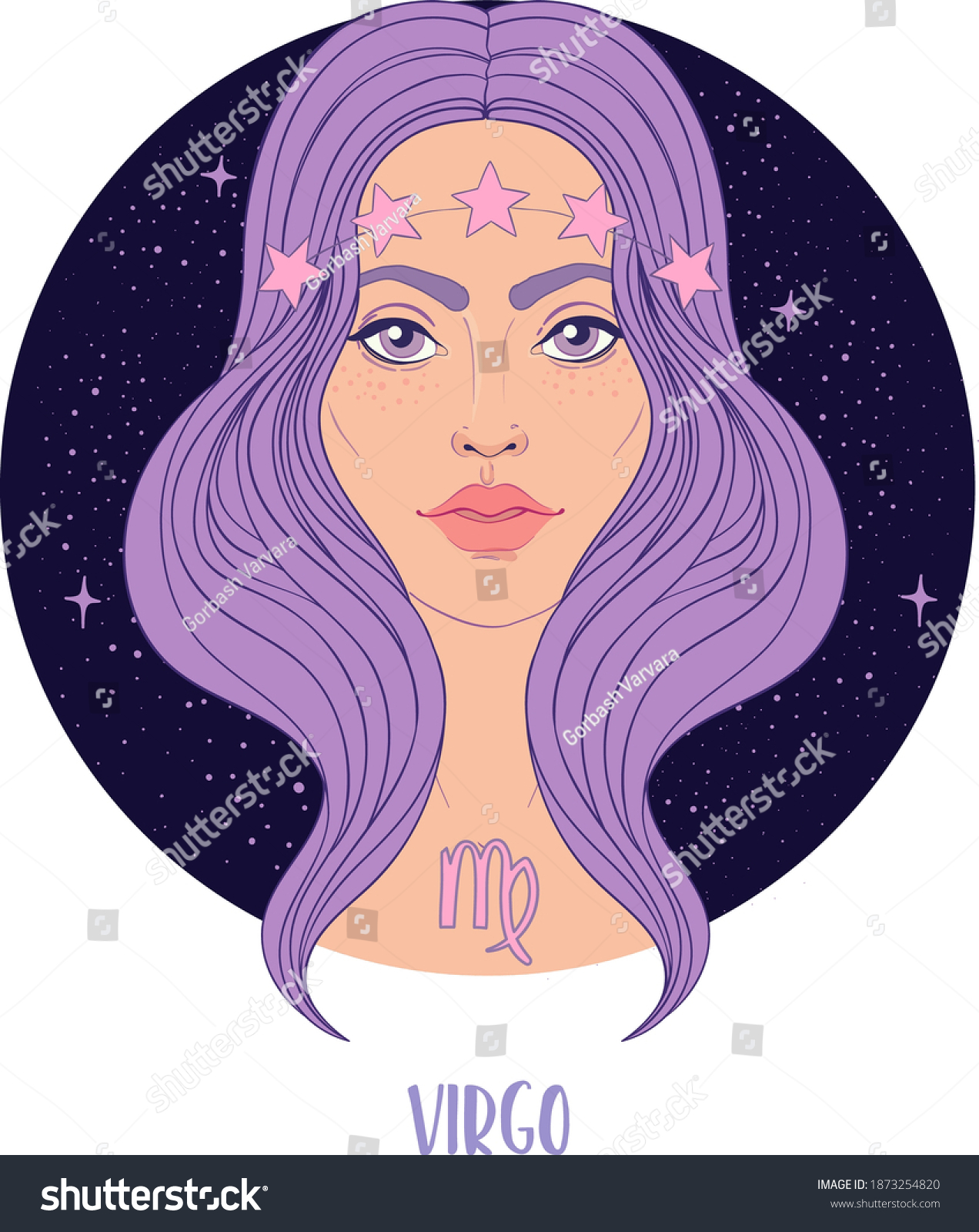 Illustration Virgo Astrological Sign Beautiful Girl Stock Vector