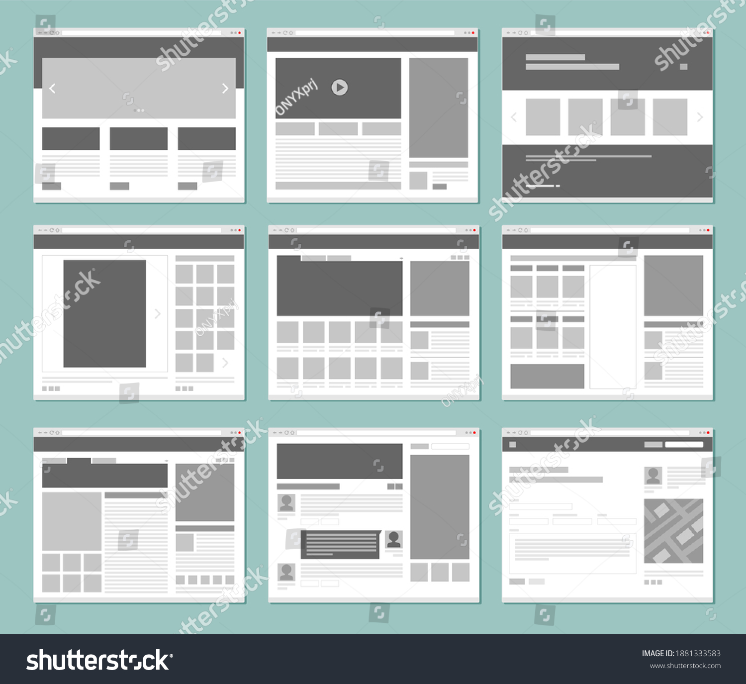 Web Pages Layout Internet Browser Windows Stock Illustration 1881333583 Shutterstock