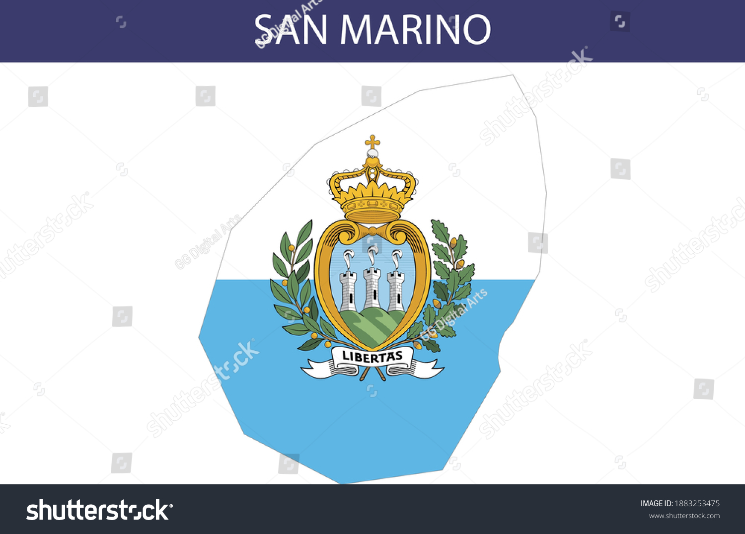 San Marino Map Flag Vector Editable Stock Vector Royalty Free