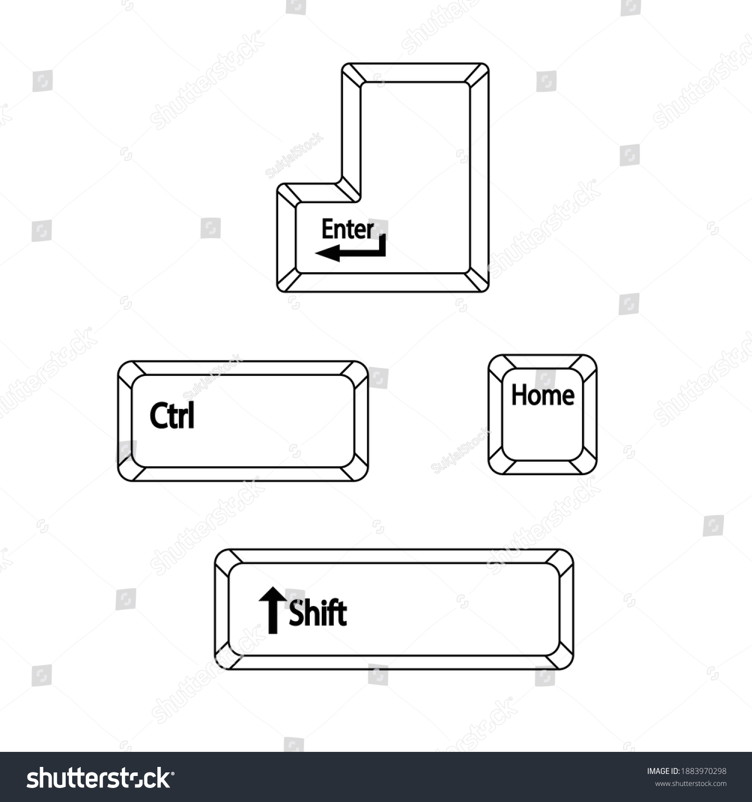 Enter Control Ctrl Home Shift Computer Stock Vector Royalty Free