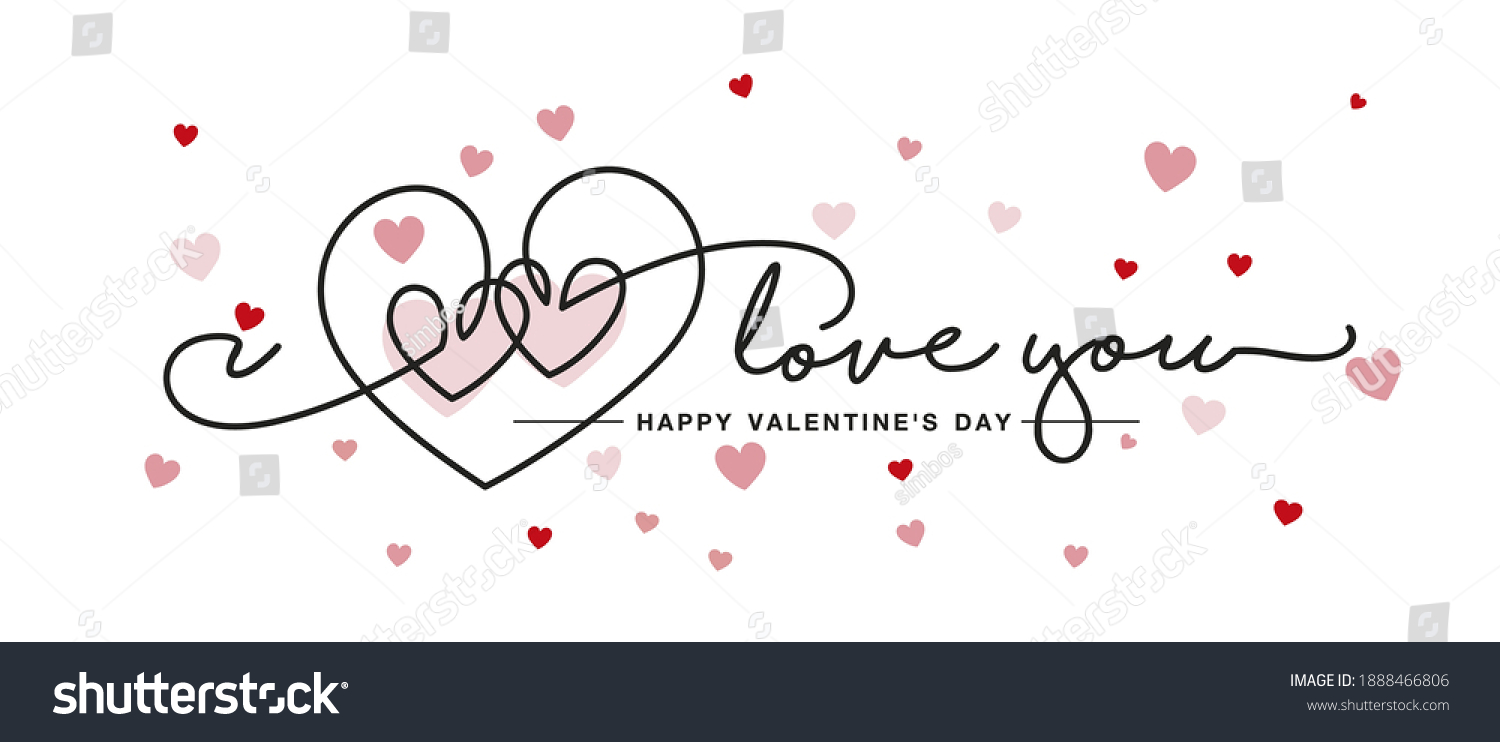 Love You Handwritten Typography Line Design Stock Vector Royalty Free