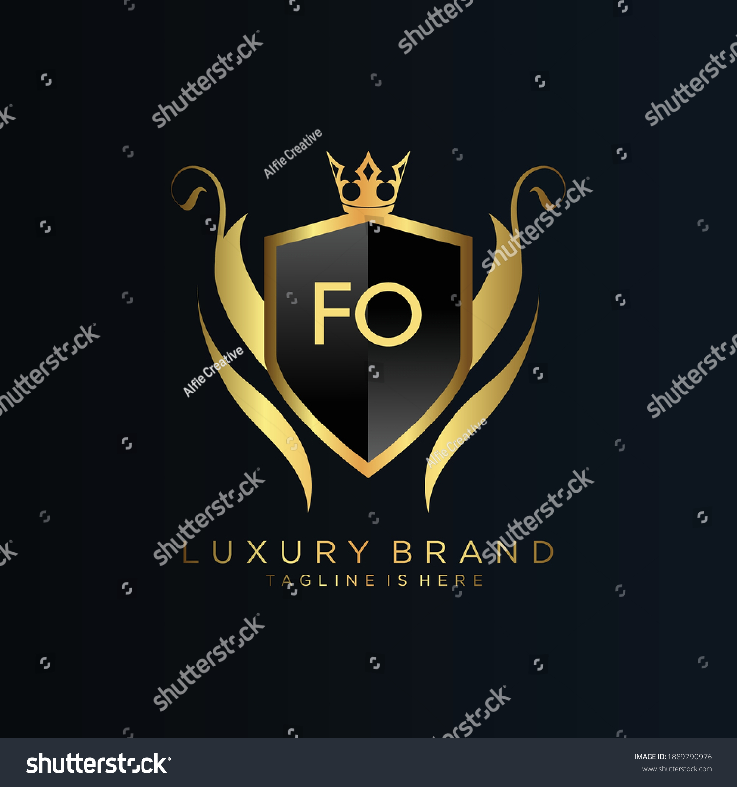 Fo Letter Initial Royal Templateelegant Crown เวกเตอร์สต็อก ปลอดค่าลิขสิทธิ์ 1889790976