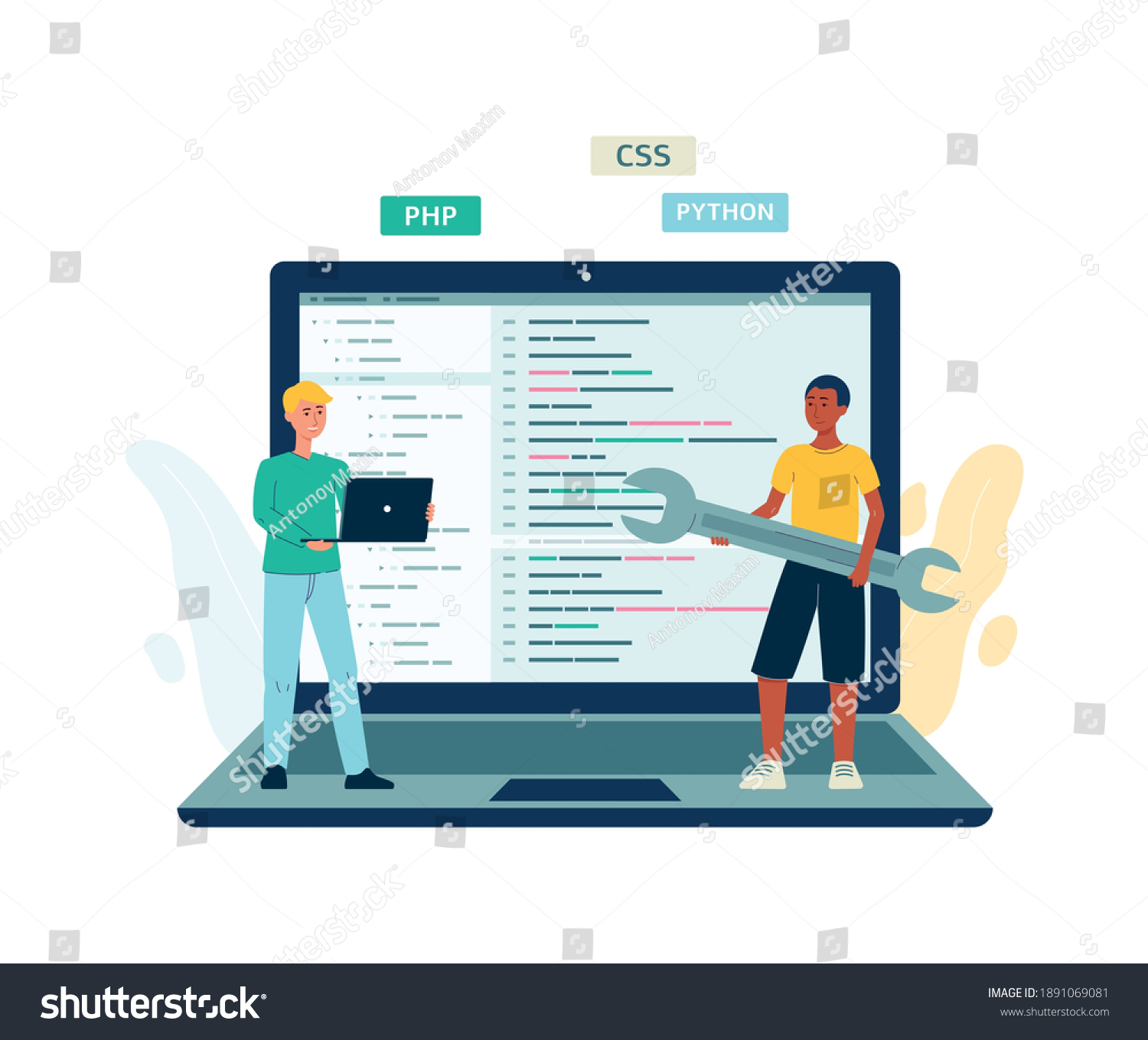 Ui Code Testers Programmers Characters Against Stock Vector Royalty 5908