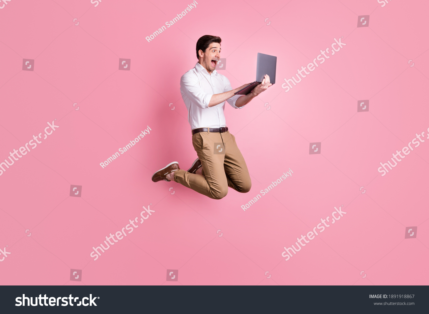 Full Length Photo Portrait Screaming Guy Foto Stock 1891918867 Shutterstock