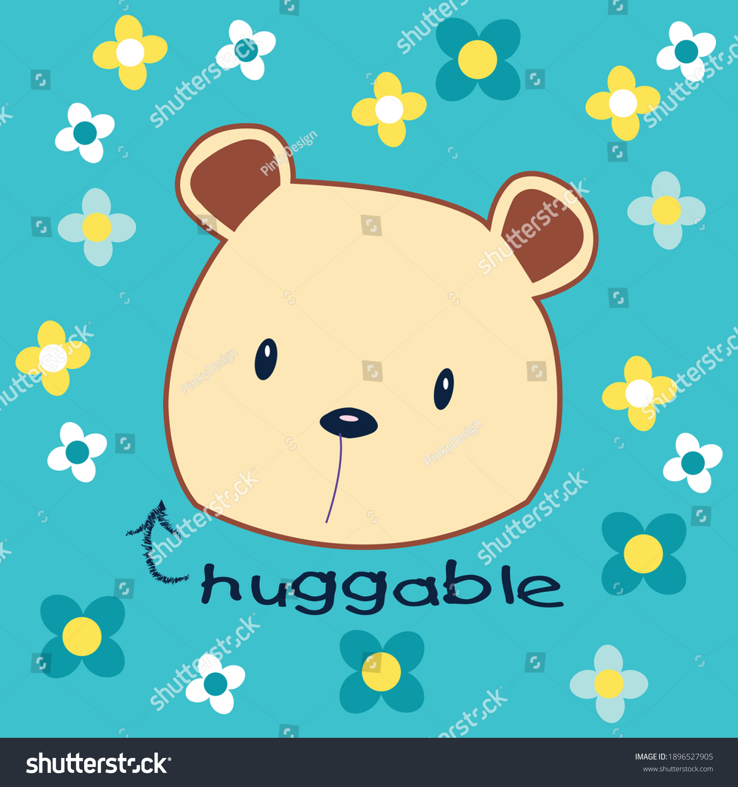 Illustration Vector Cute Teddy Bear Flowers Stock Vector Royalty Free 1896527905 Shutterstock