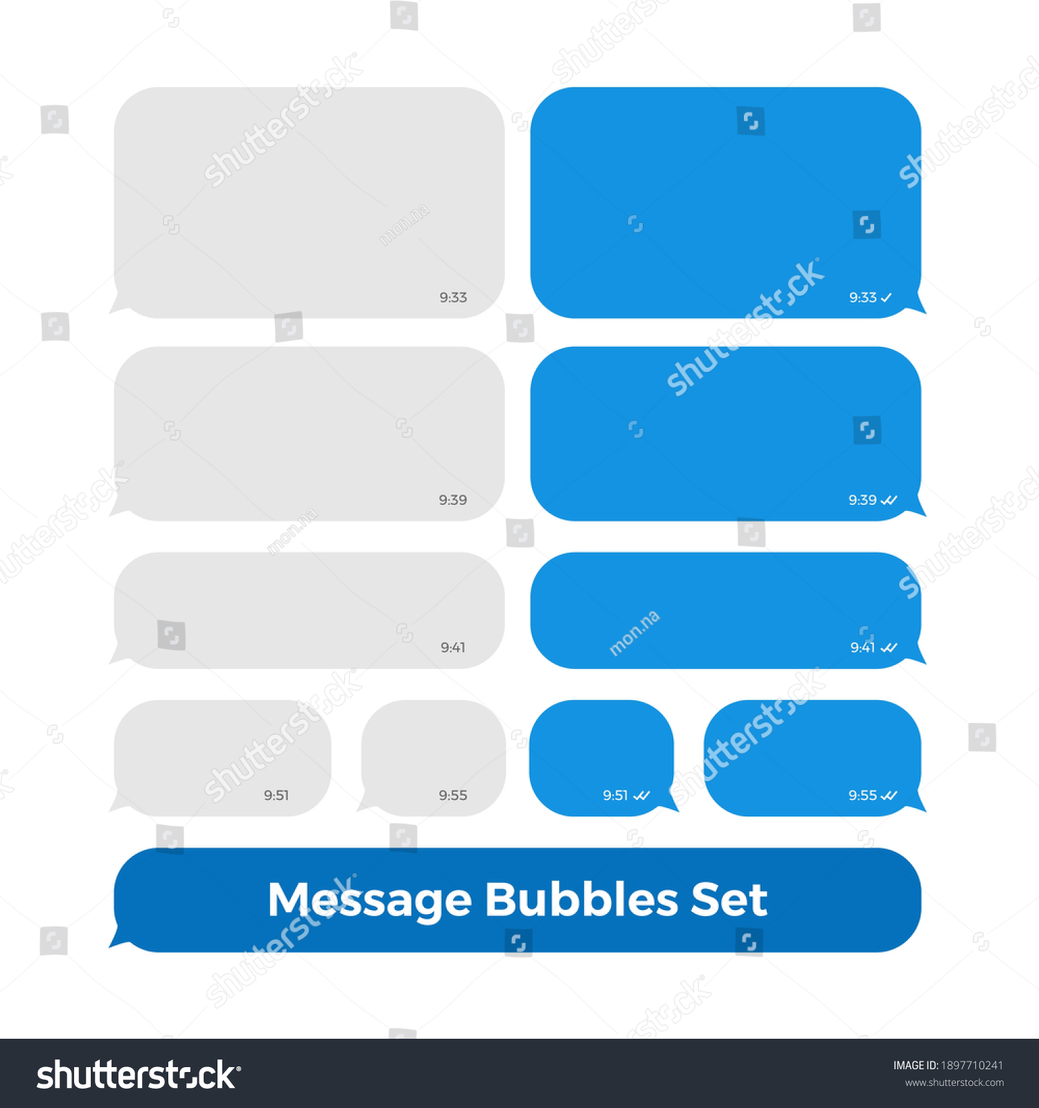 Chat Messages Bubbles Icon Set Social Stock Vector (Royalty Free ...