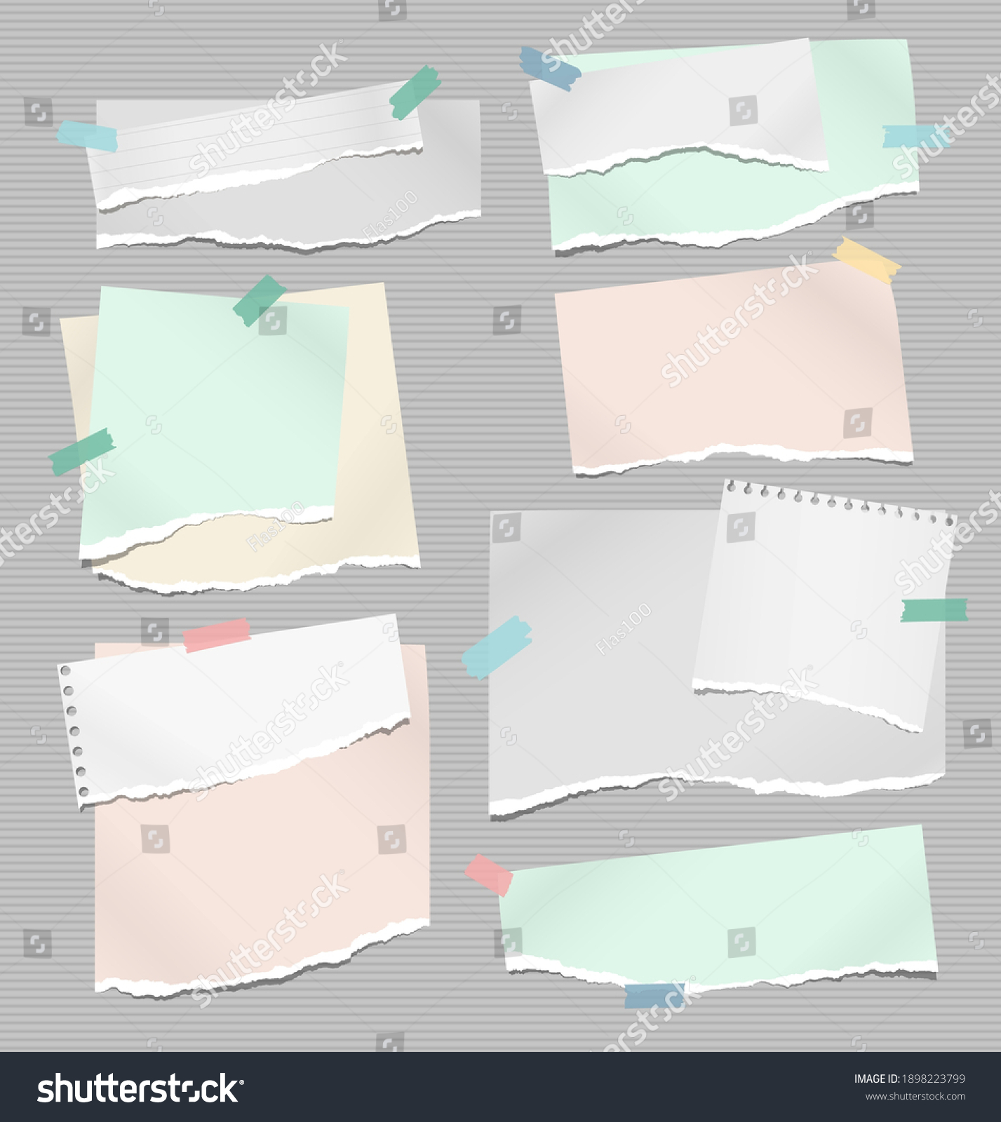 Set Torn White Colorful Note Notebook Stock Vector (royalty Free