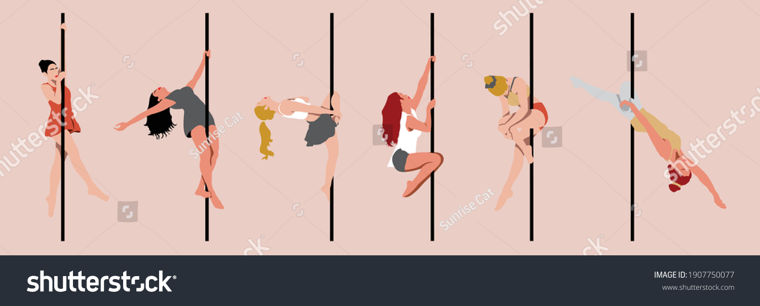 Set Girls Pole Dancing Stock Vector Royalty Free 1907750077 Shutterstock