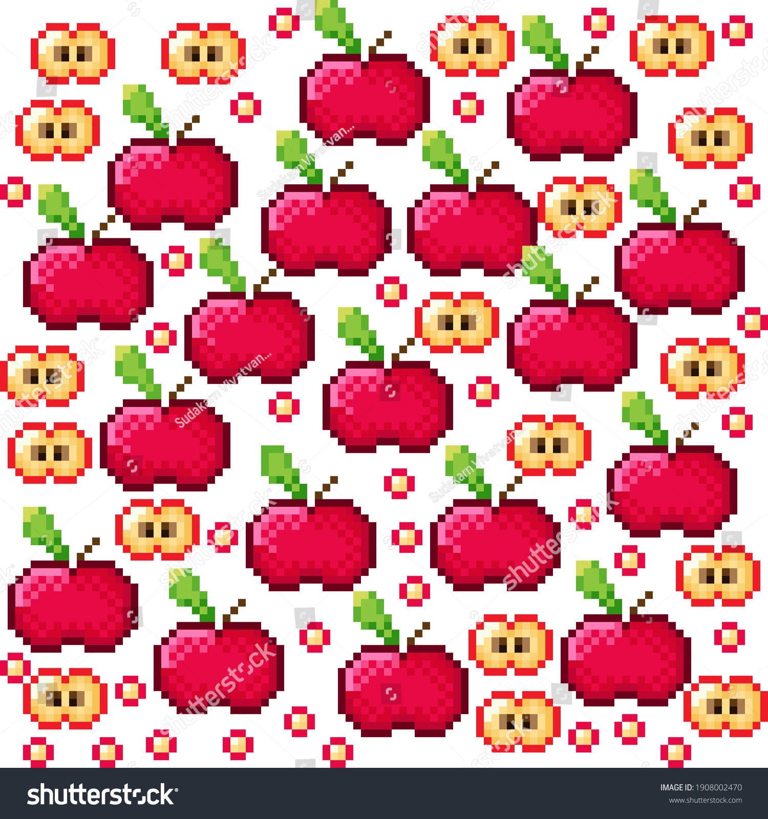 Red Apple Pixel Art Pattern Pattern Stock Vector (Royalty Free ...