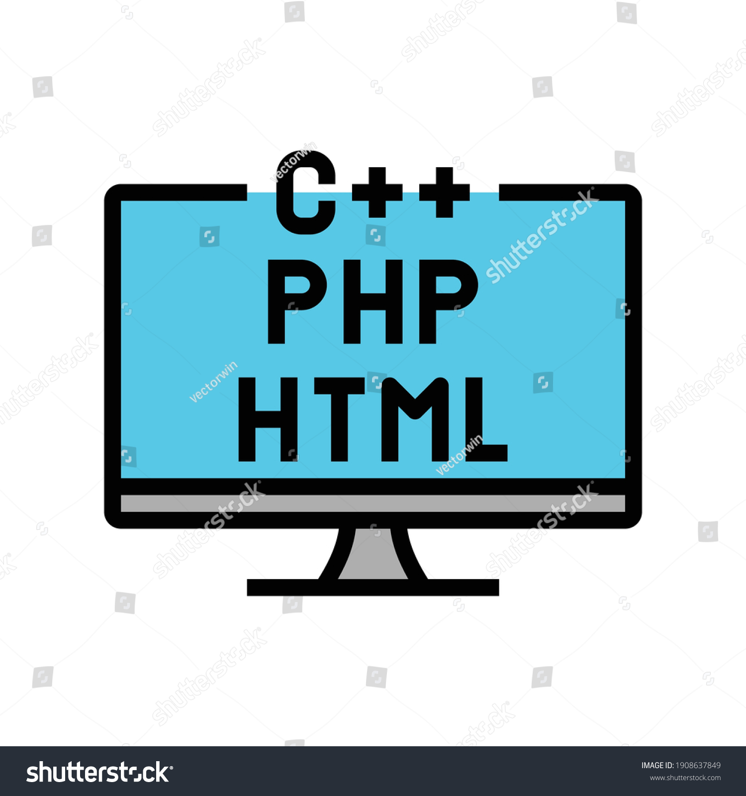 Coding On Different Program Languages Color เวกเตอร์สต็อก ปลอดค่า