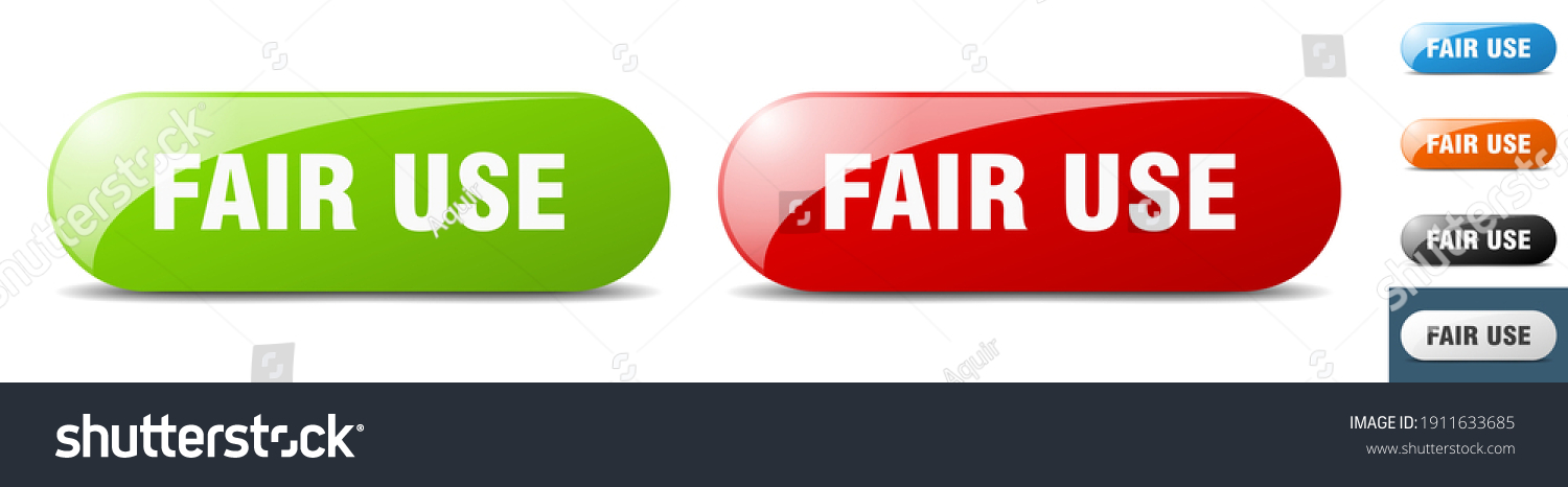 Fair Use Button Sign Key Push Vetor Stock Livre De Direitos