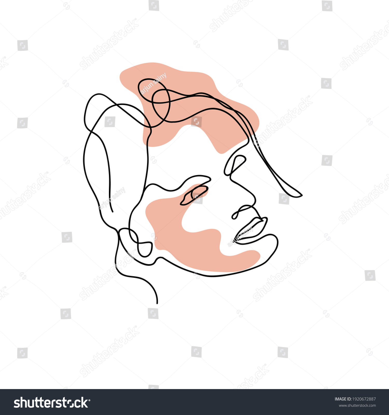 Female Face Line Art Abstract Woman Stock Vector (Royalty Free ...