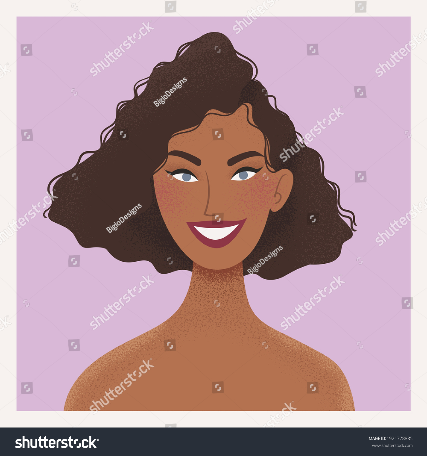 Beauty Female Portrait Elegant Smiling African Stock Vector Royalty