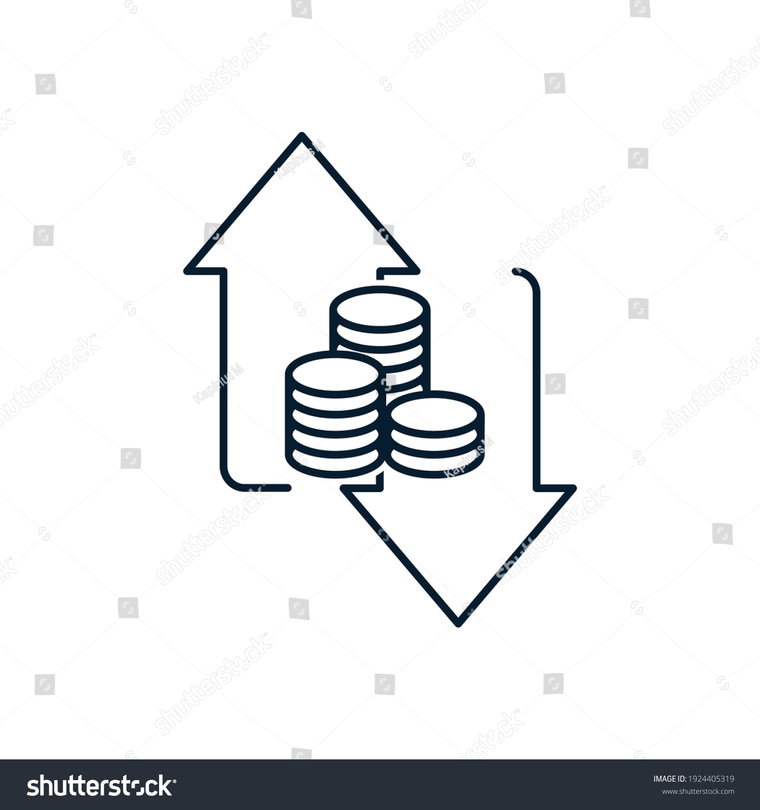 Coin Down Arrows Concept Decrease Increase Stock Vector (Royalty Free ...