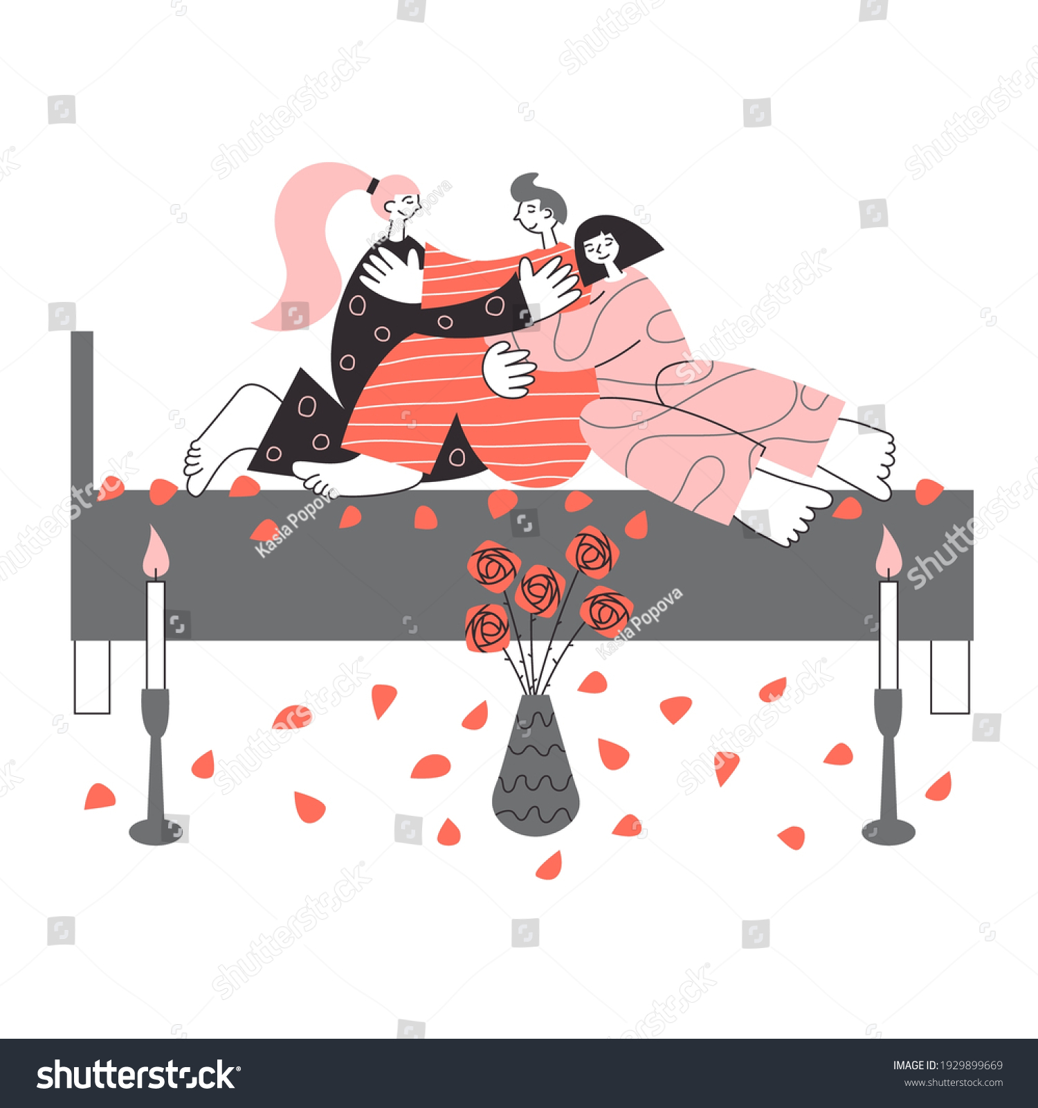 Three Polyamorous People Making Sex Concept Stock Vector Royalty Free