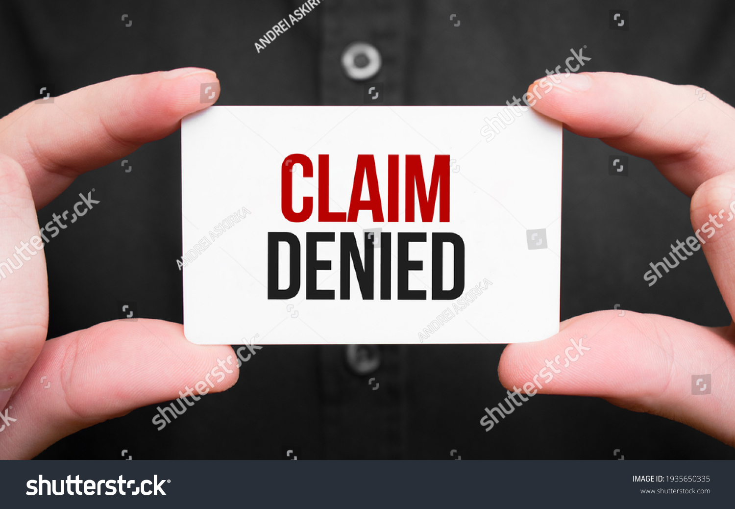 Businessman Holding Card Text Claim Deniedbusiness Stock Photo ... Businessman Holding Card Text Claim Deniedbusiness Stock Photo ...