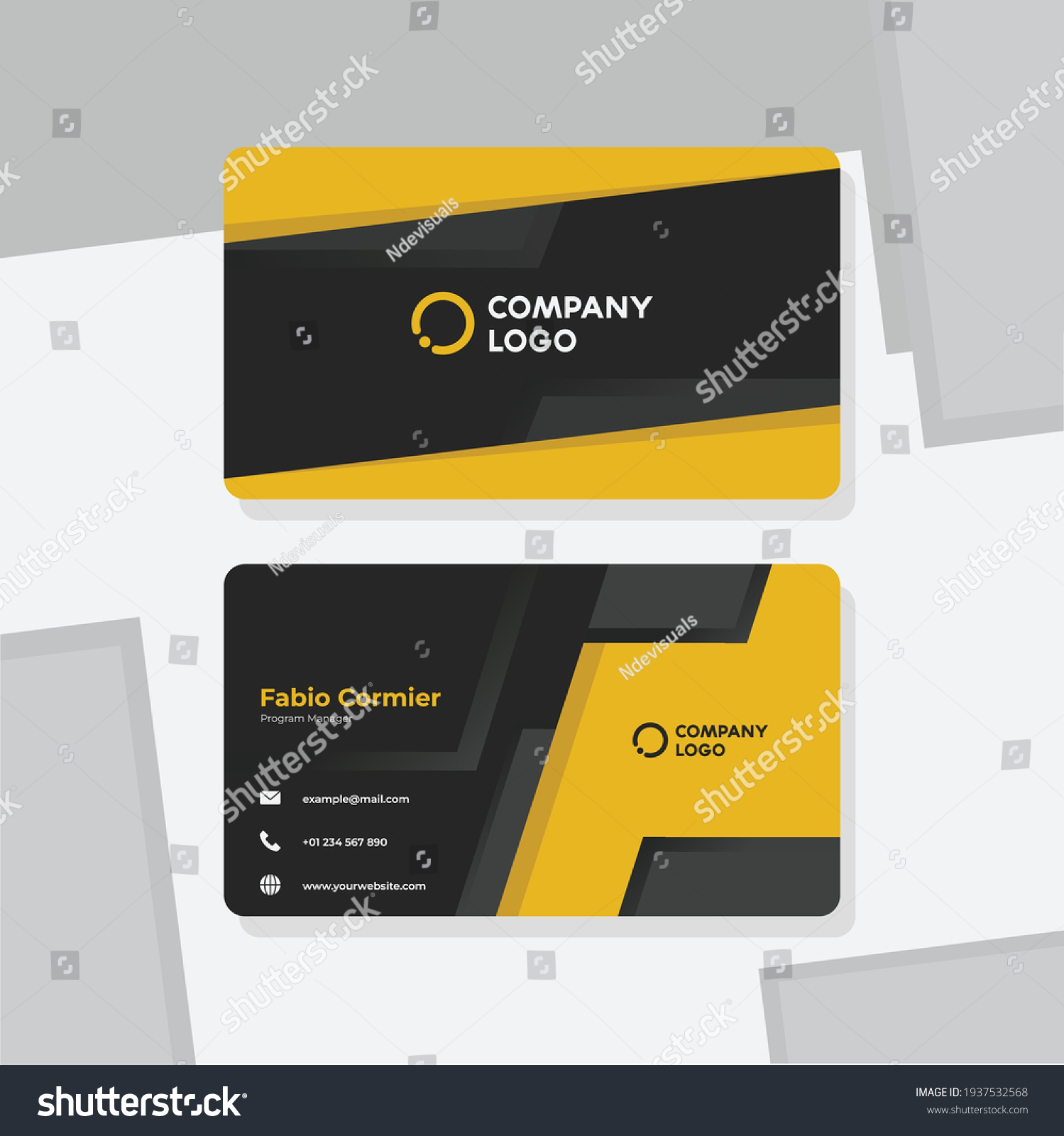 Yellow Black Business Card Template Stock Vector Royalty Free