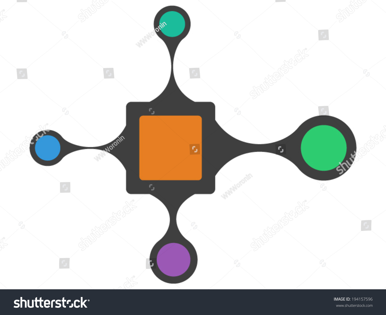 Circles Rectangle Connected Together Stock Vector Royalty Free 194157596 Shutterstock
