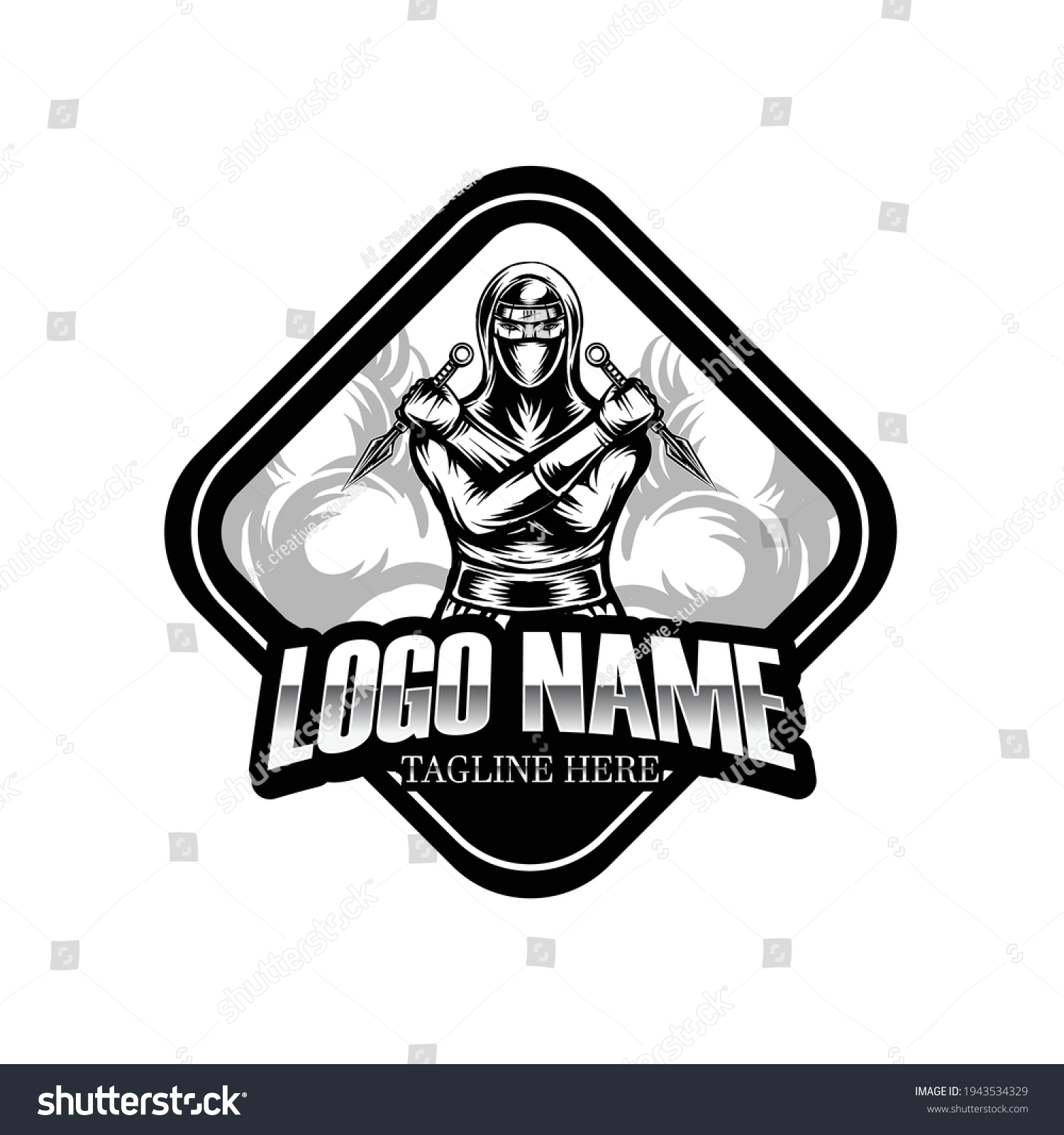 Ninja Assasin Mascot Vector Illustration Stock Vector Royalty Free 1943534329 Shutterstock