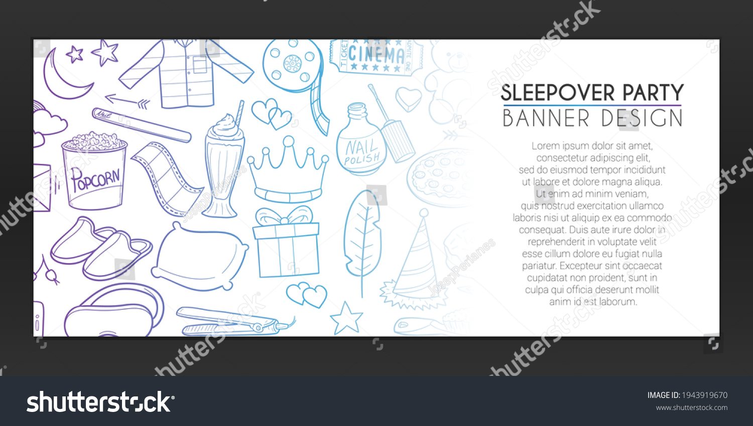 Sleepover Banner Doodle Slumber Background Hand Stock Vector Royalty