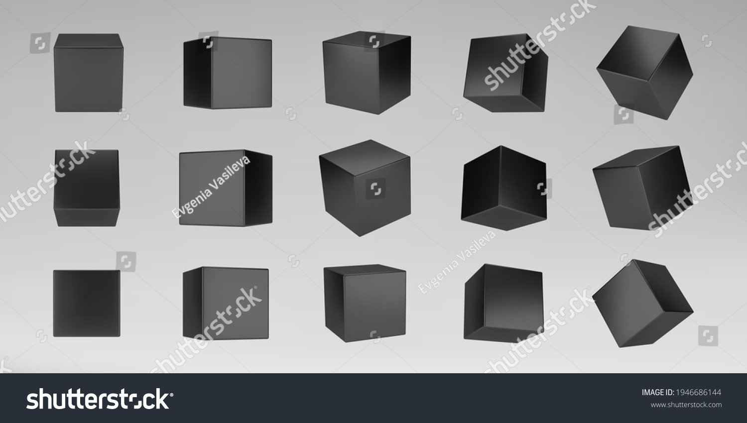 Black 3d Modeling Cubes Set Perspective Stock Vector Royalty Free