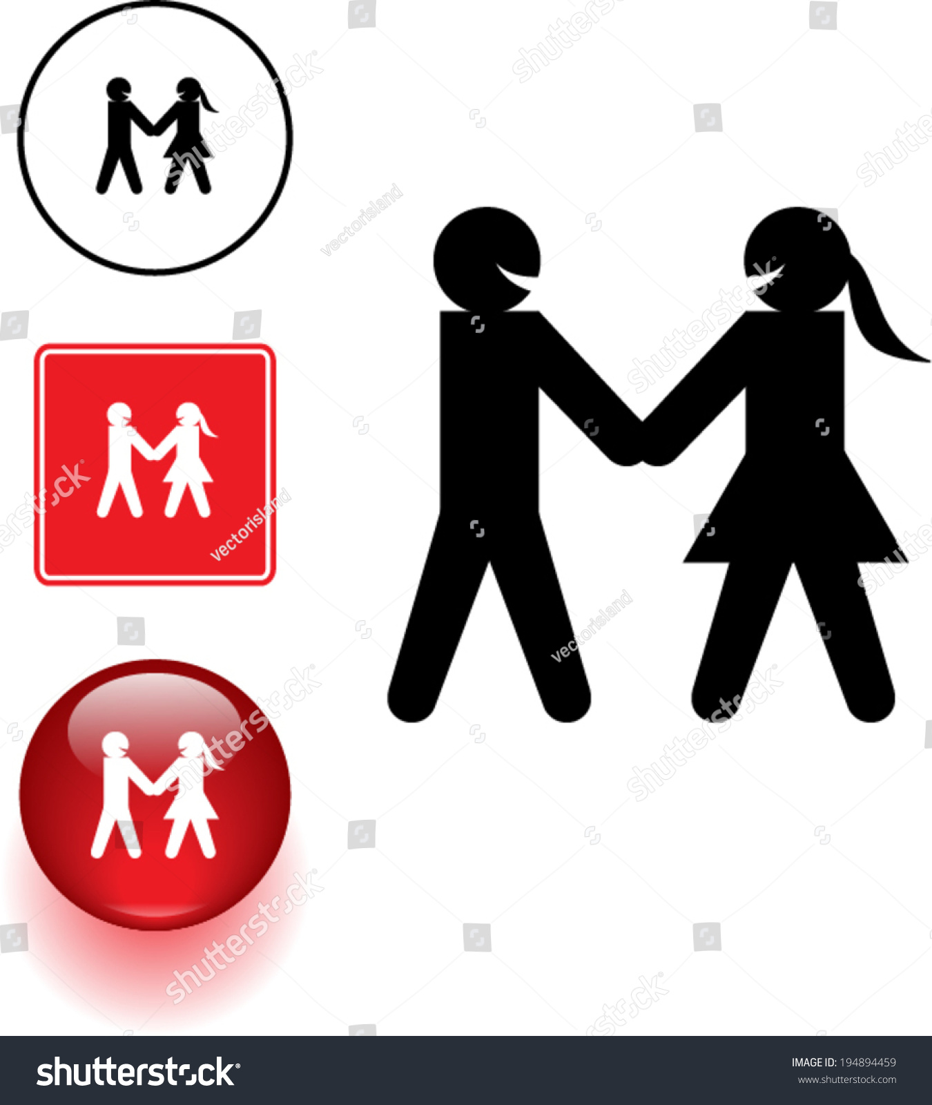 Man Woman Holding Hands Symbol Sign Stock Vector Royalty Free