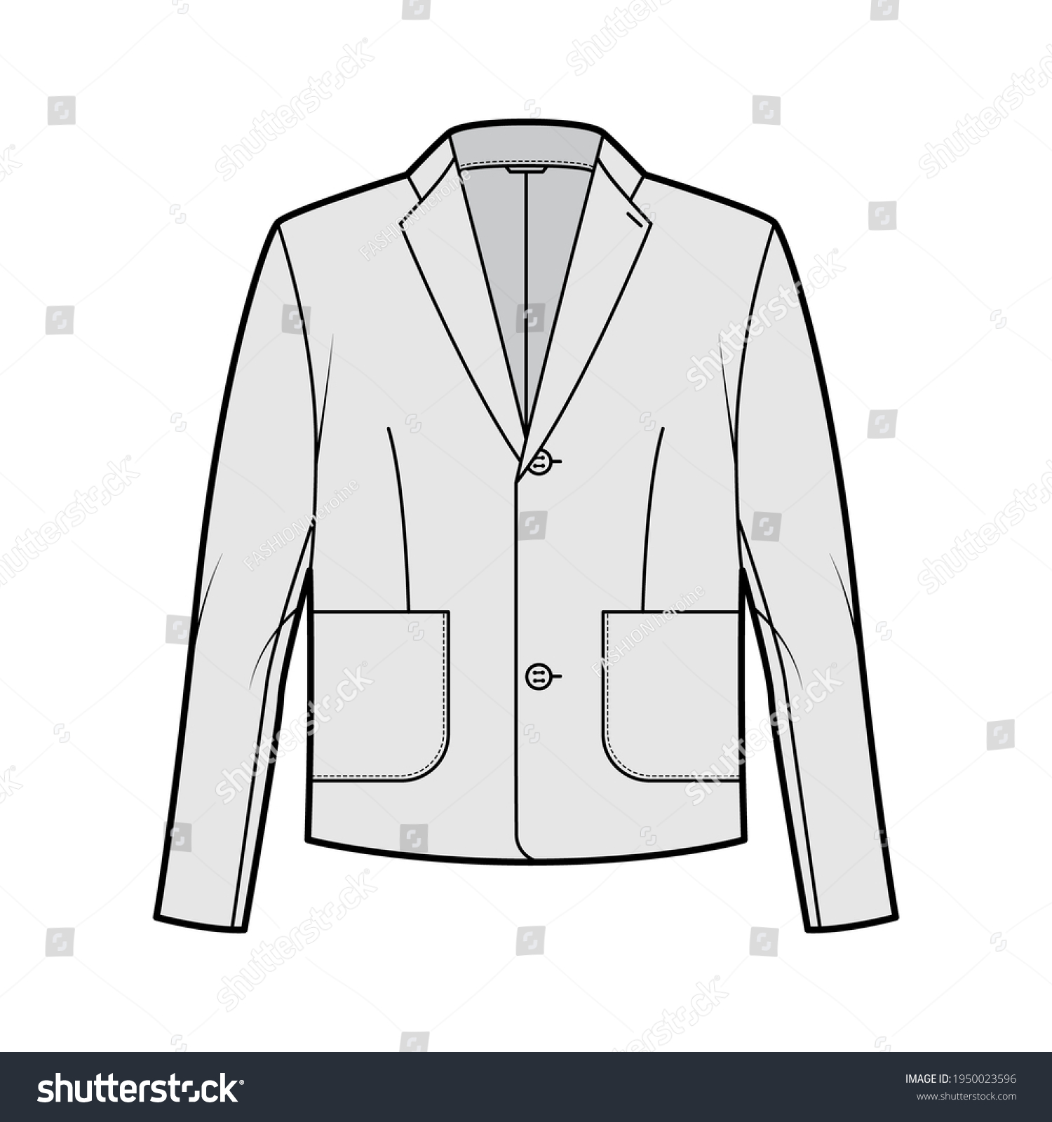 Blazer Jacket Suit Technical Fashion Illustration Stock Vector Royalty