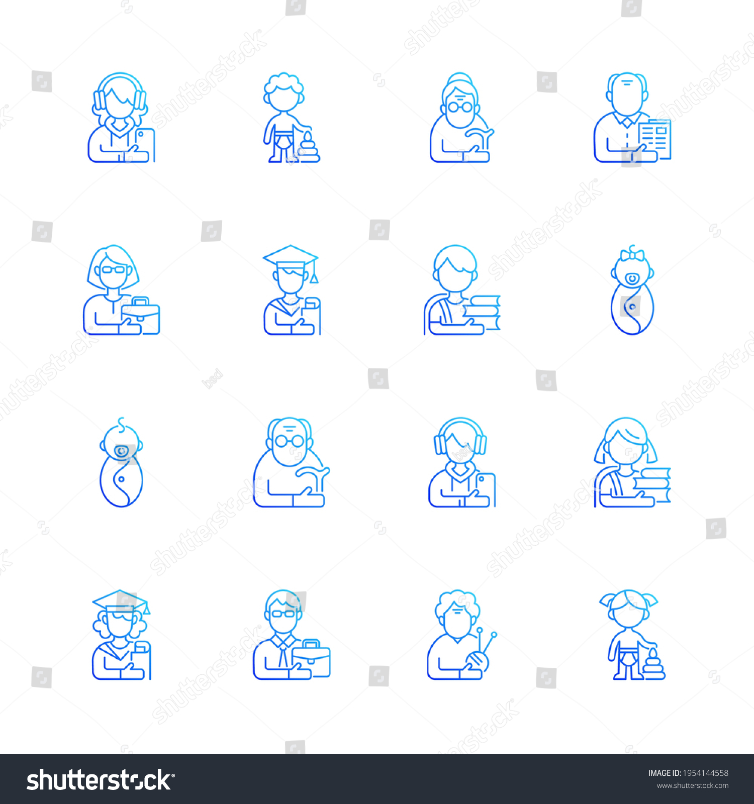 Different Age Gender Groups Gradient Linear Stock Vector (Royalty Free ... Different Age Gender Groups Gradient Linear Stock Vector (Royalty Free ...