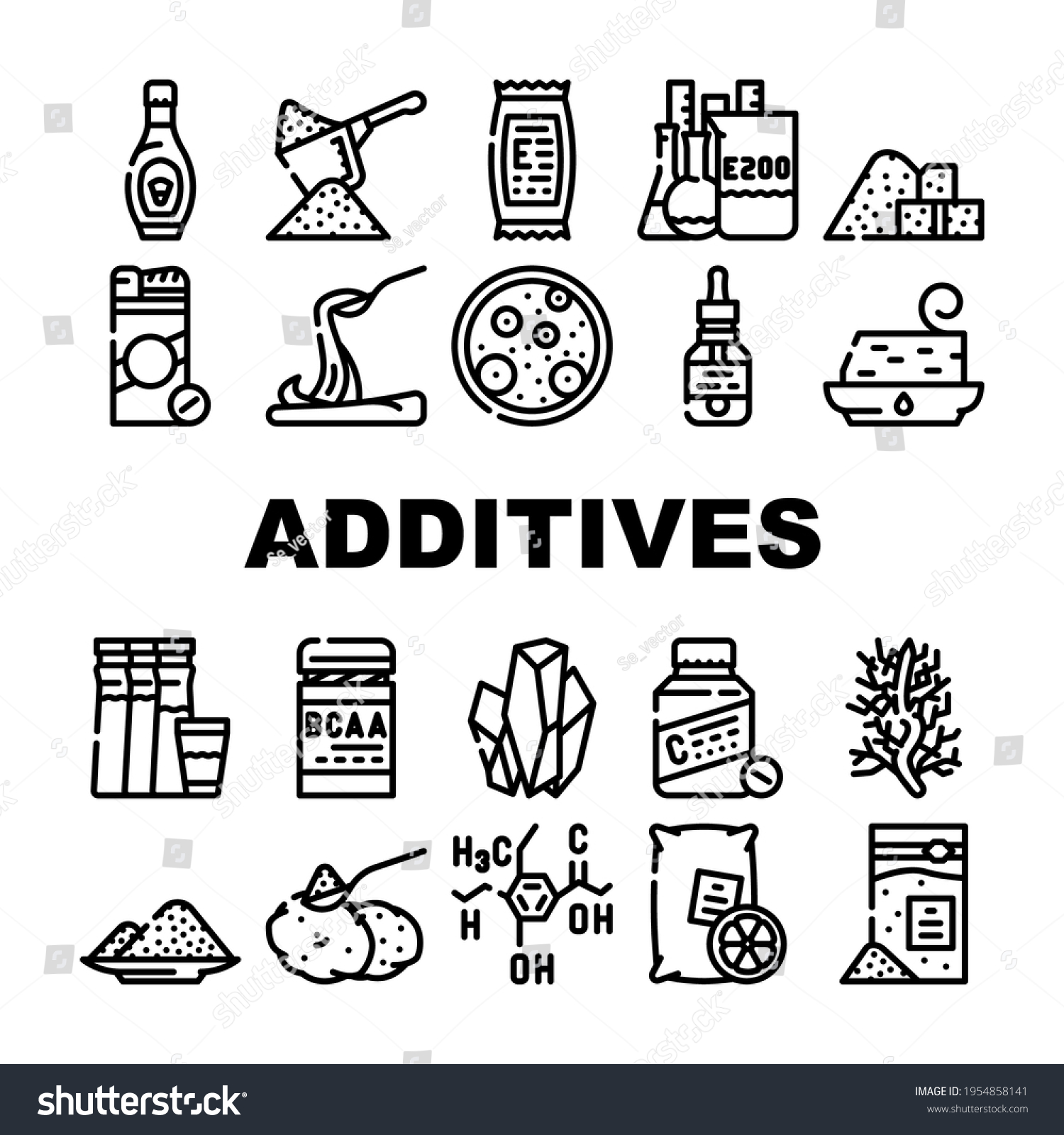 Food Additives Formula Collection Icons Set Stock Vector Royalty Free