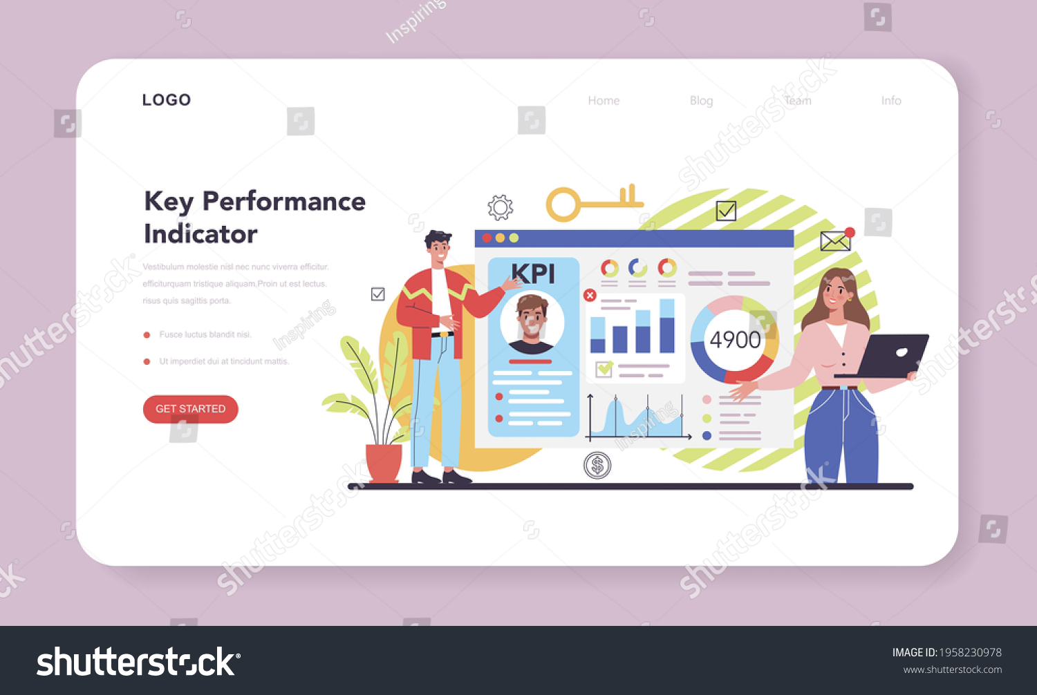 Kpi Web Banner Landing Page Employee Stock Vector (Royalty Free) 1958230978 | Shutterstock