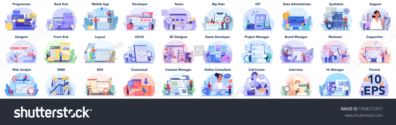 Big Profession Set Programmer Write Software Stock Vector (Royalty Free ...