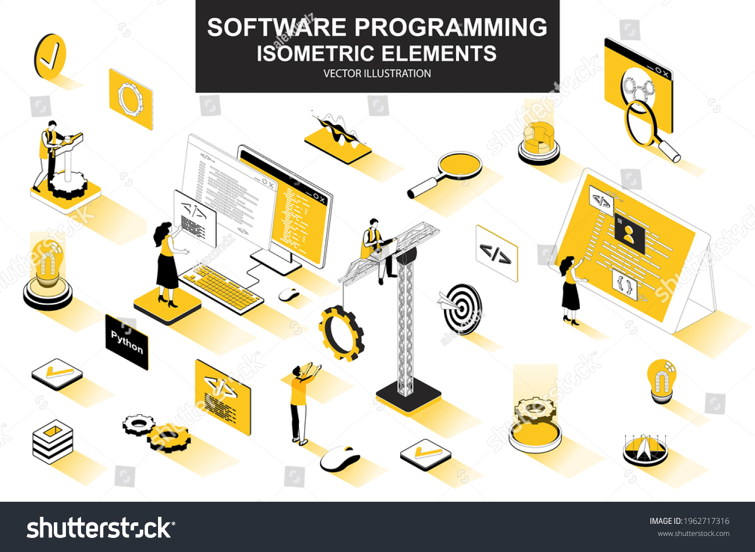 Software Programming Bundle Isometric Elements Program Stock Vector (Royalty Free) 1962717316 ...
