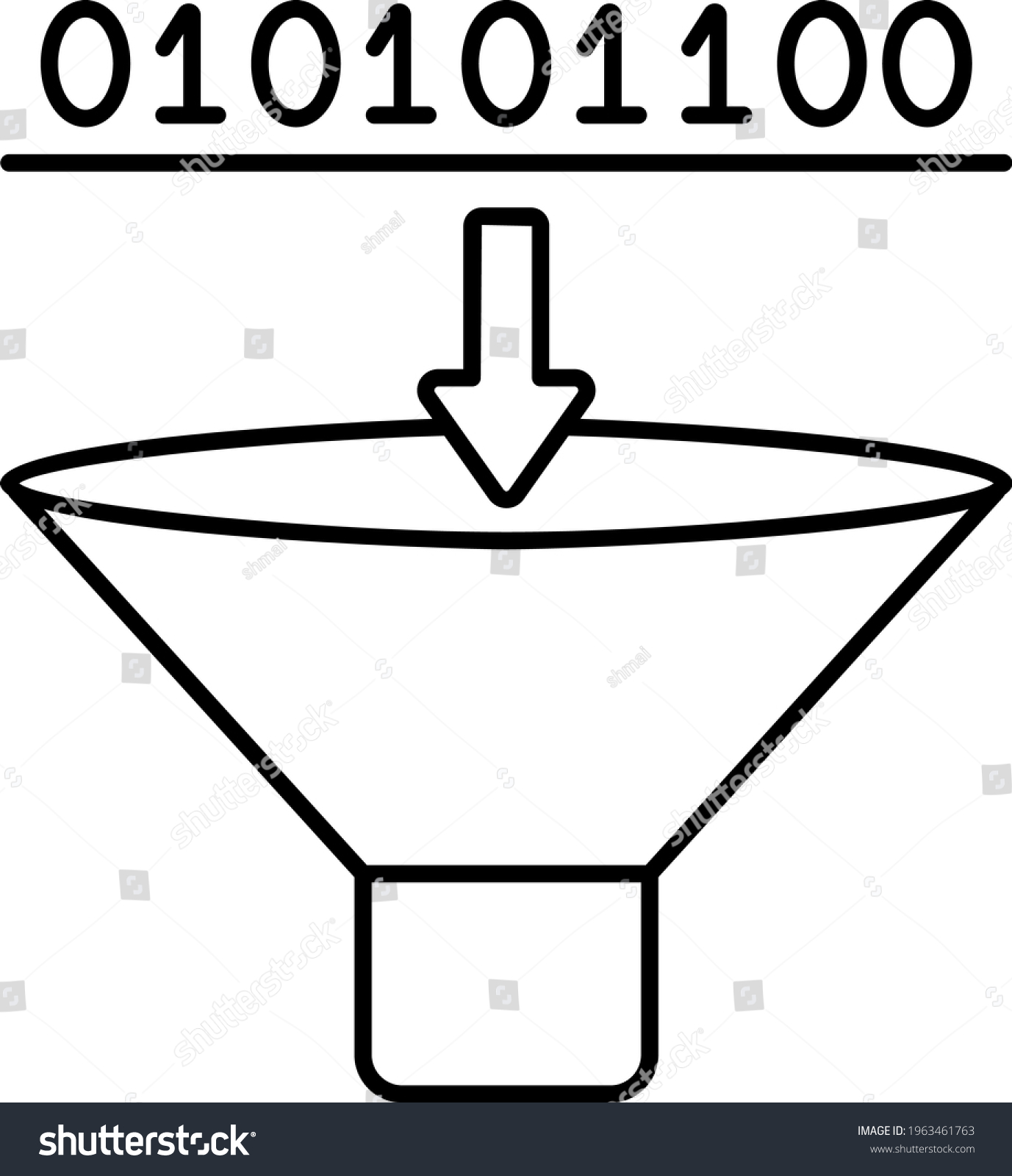 Binary Code Funnel Concept Data Filter Stock Vector (Royalty Free ...