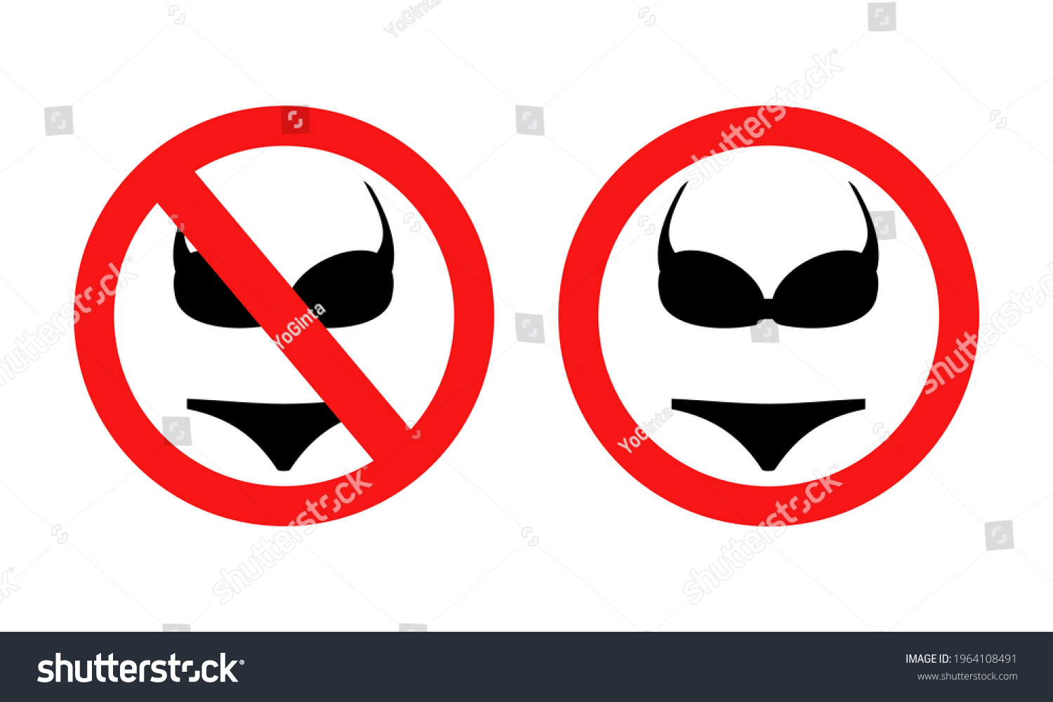 No Bikini Sign Naturism No Entry Stock Vector Royalty Free 1964108491 Shutterstock