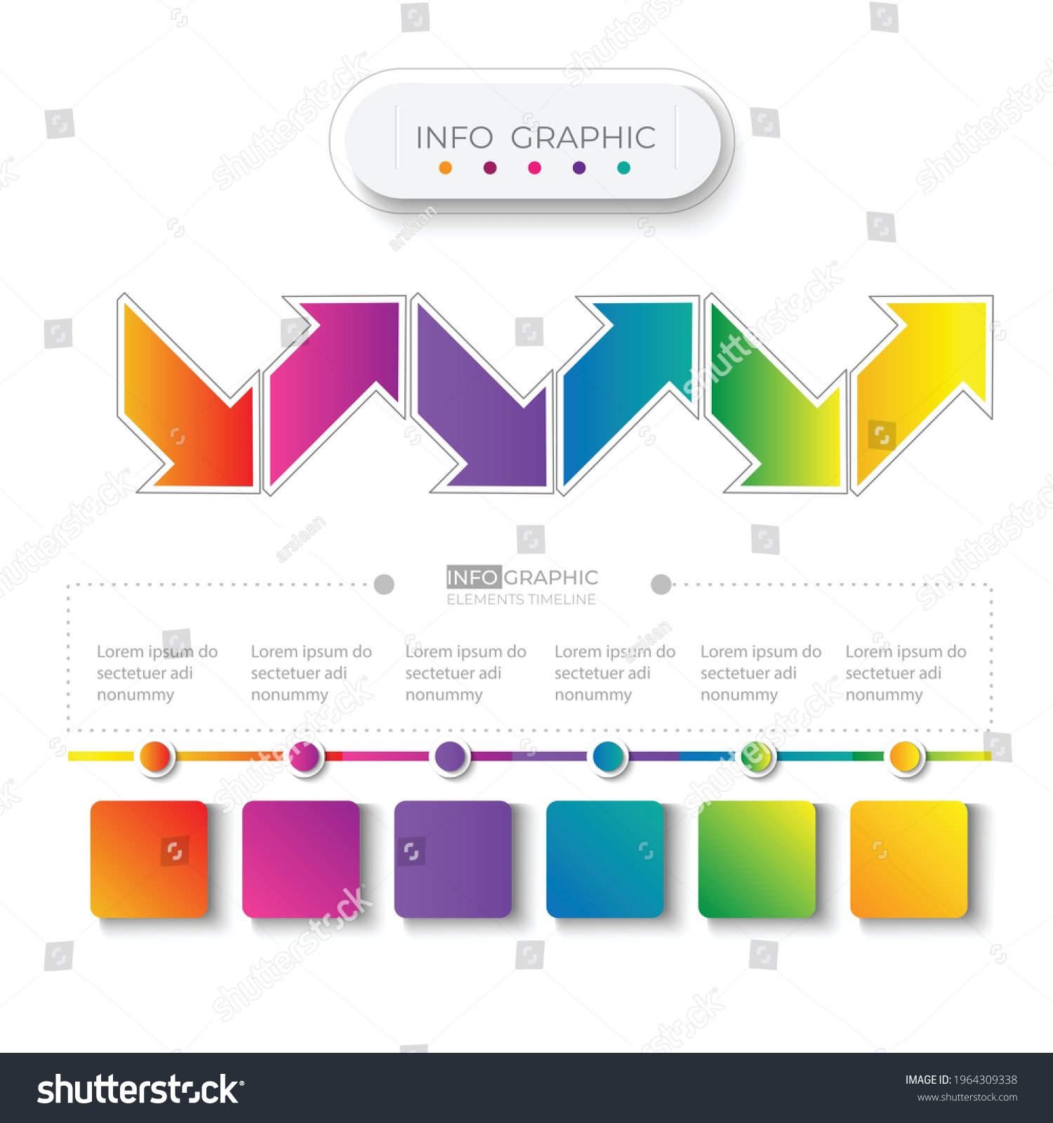 6 Step Partition Color Gradient Chart Stock Vector Royalty Free